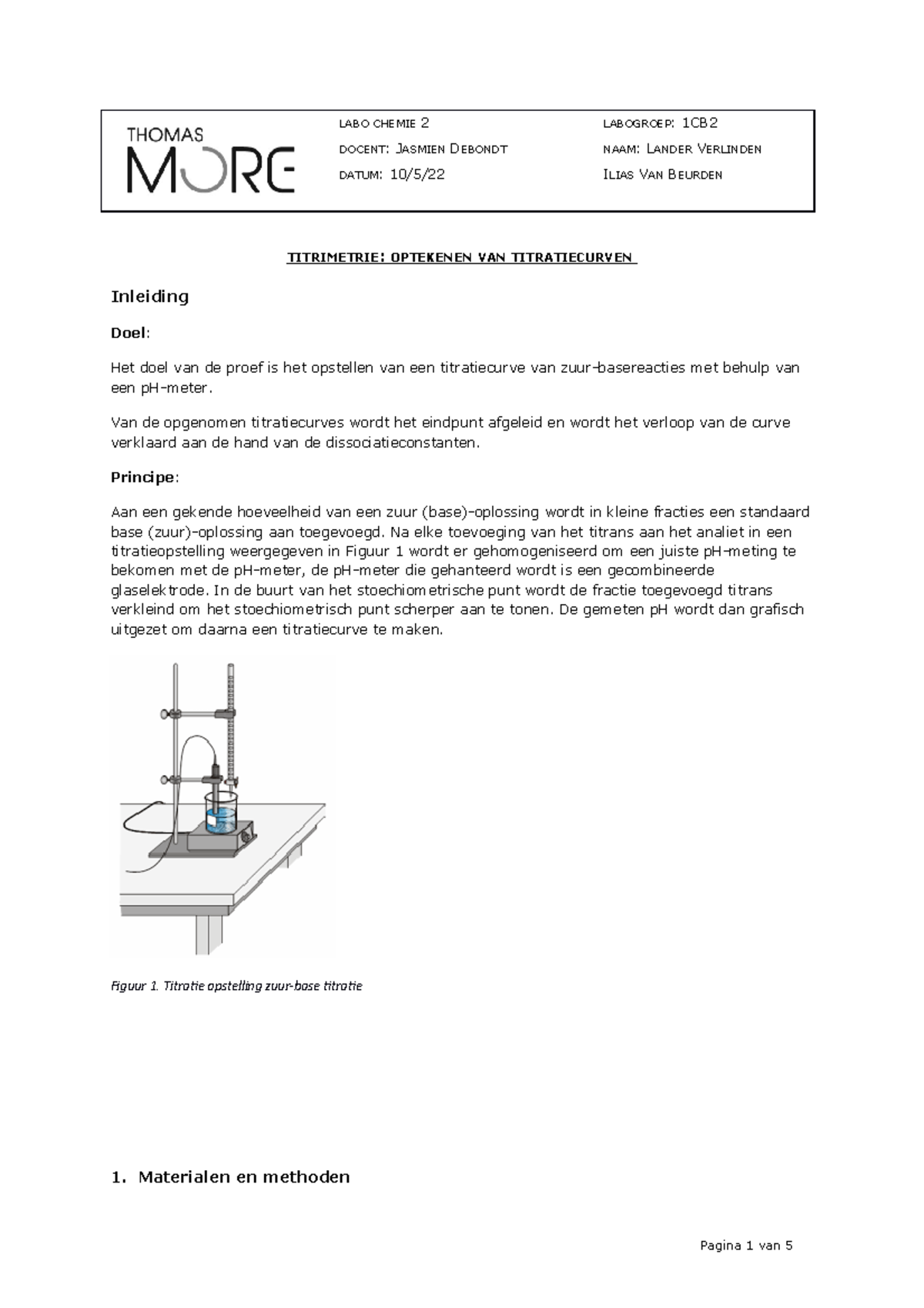 Labo chemie verslag optekenen van titratiecurven ilias en lander - LABO ...