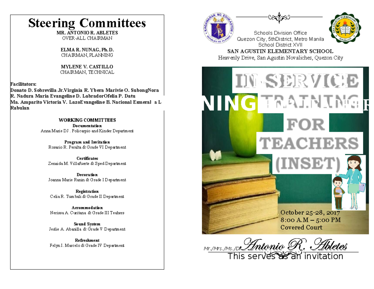 Inset-program-invitationedited - Steering Committees MR. ANTONIO R ...
