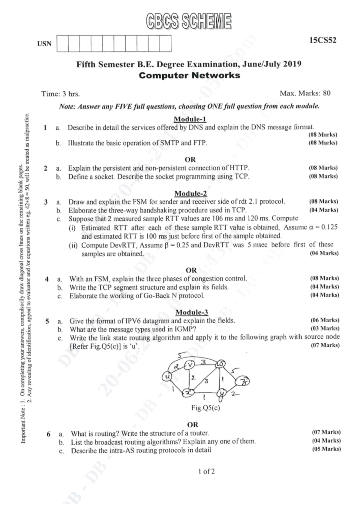 5th 6th Semester CS IS Question Papers June - July 2019 p5 - CBCS ...