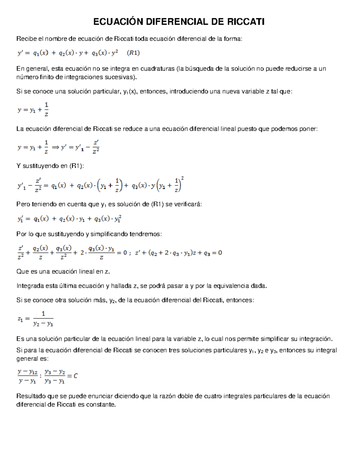 07.-Ecuacion-de-Ricatti - Recibe el nombre de ecuación de Riccati toda ...