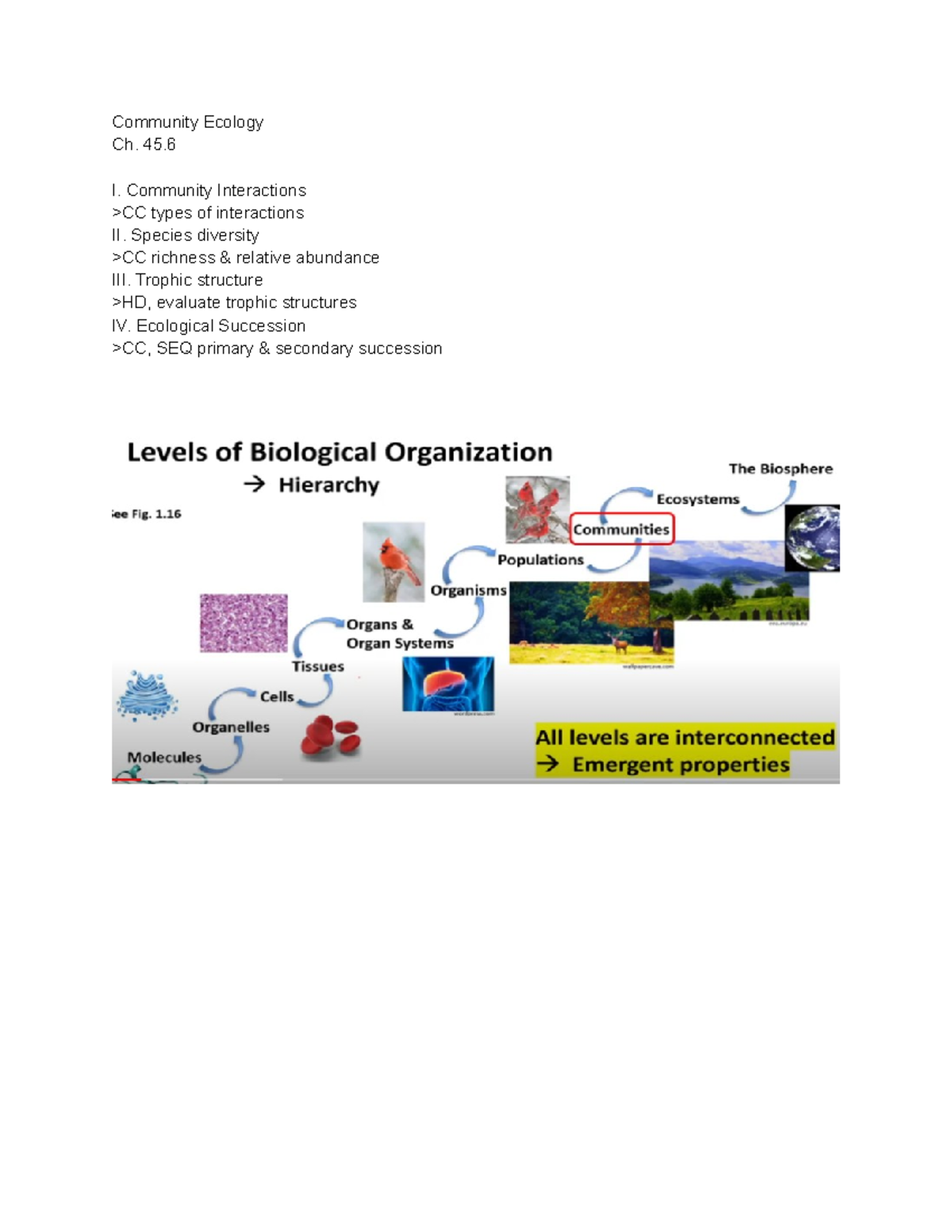 Community Ecology - full notes - Community Ecology Ch. 45. I. Community ...
