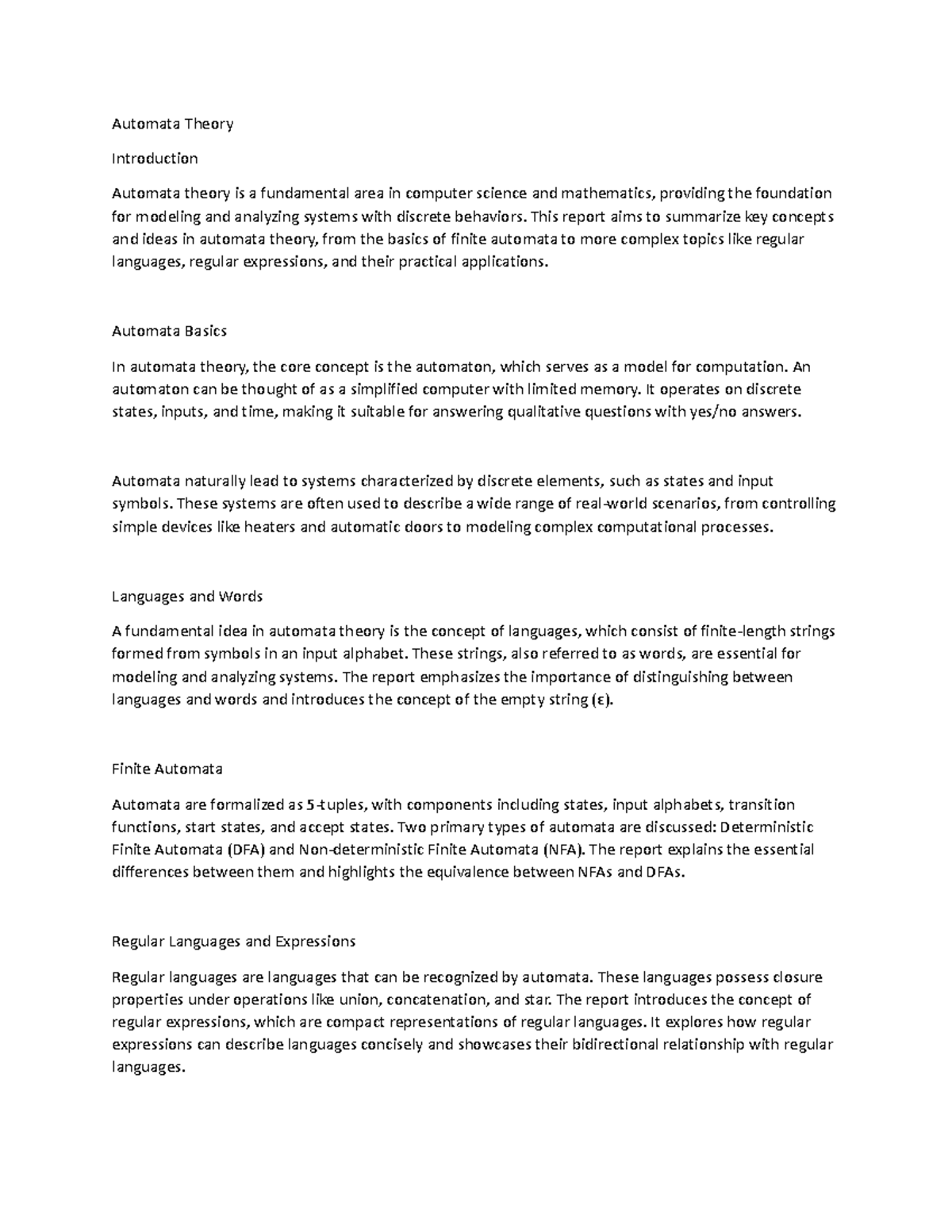 Automata Theory - Automata Theory Introduction Automata theory is a fundamental area in computer ...