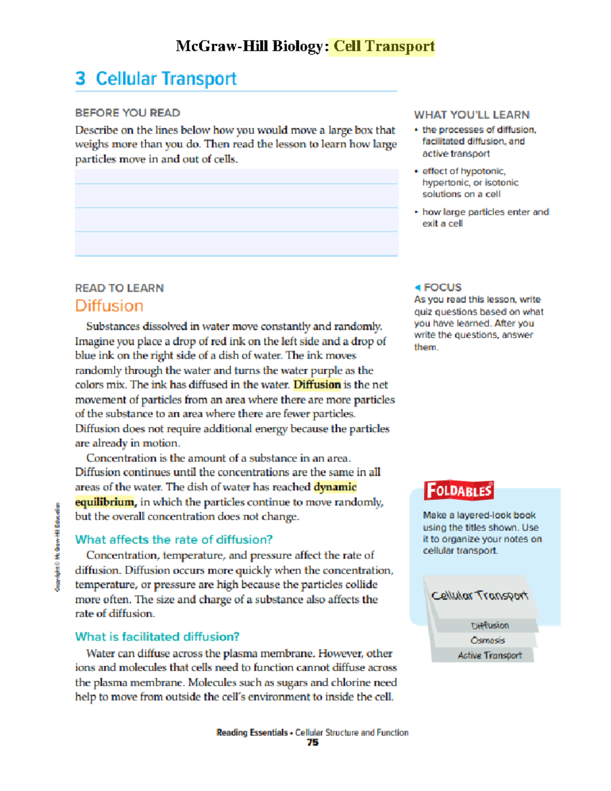 Mc Graw Passive Transport - FDSC 3303 - McGraw-Hill Biology: Cell ...