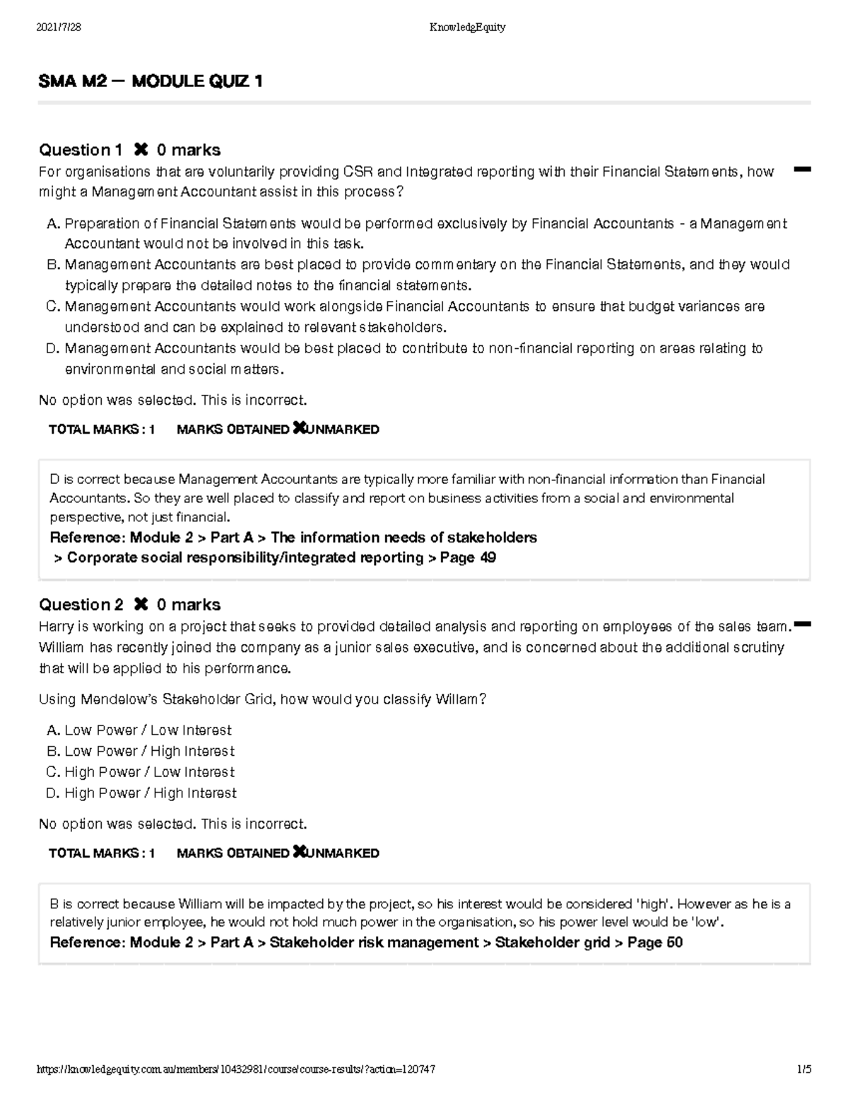 SMA M2 – Module QUIZ 1 - Sma study guide 3rd edn(highlighted) - BMA227 ...