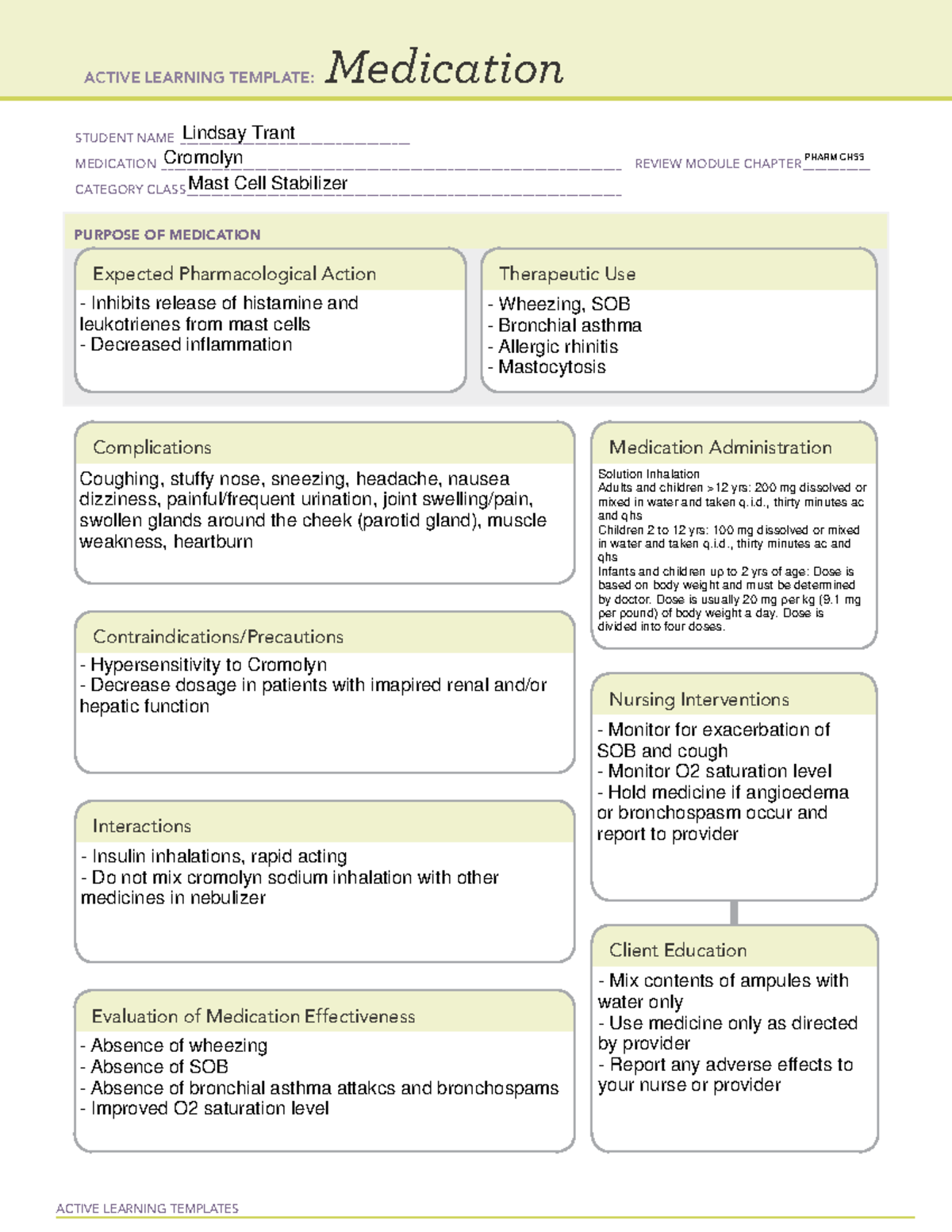 Cromolyn - med template - ACTIVE LEARNING TEMPLATES Medication STUDENT ...