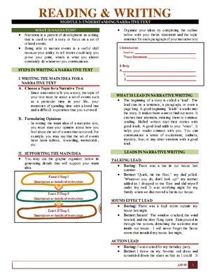 Module IN Reading AND Writing Skills - Learning Module in Reading and ...
