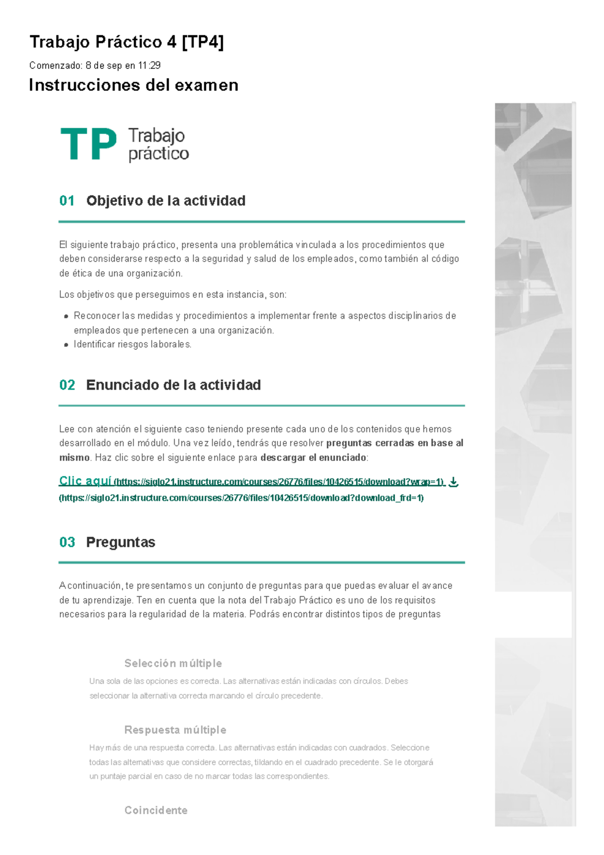 Trabajo Practico 4 adm rrhh 100 % - Trabajo Práctico 4 [TP4] Comenzado: 8 de sep en 11: - Studocu