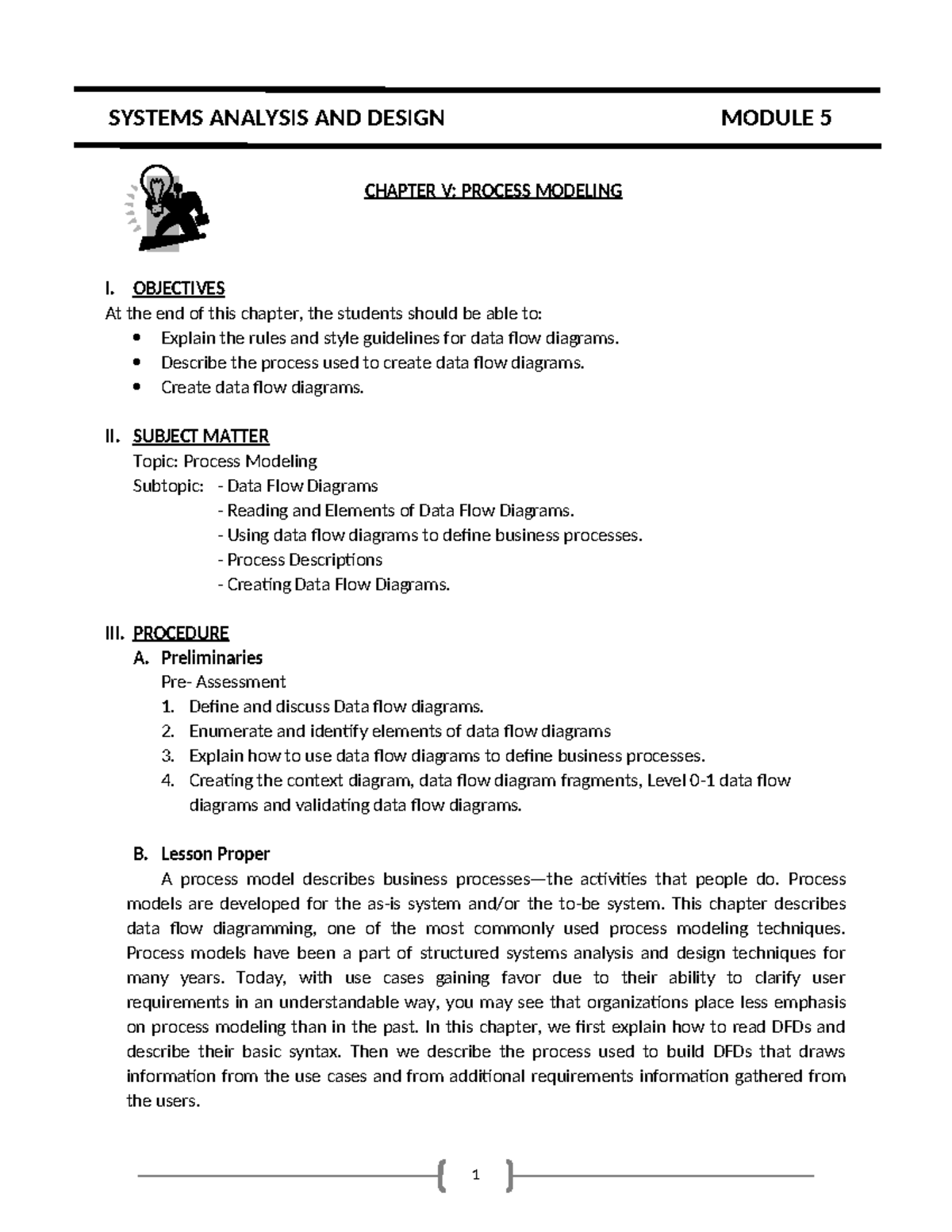 Assignment Module for Chapter 5 - CHAPTER V: PROCESS MODELING I ...