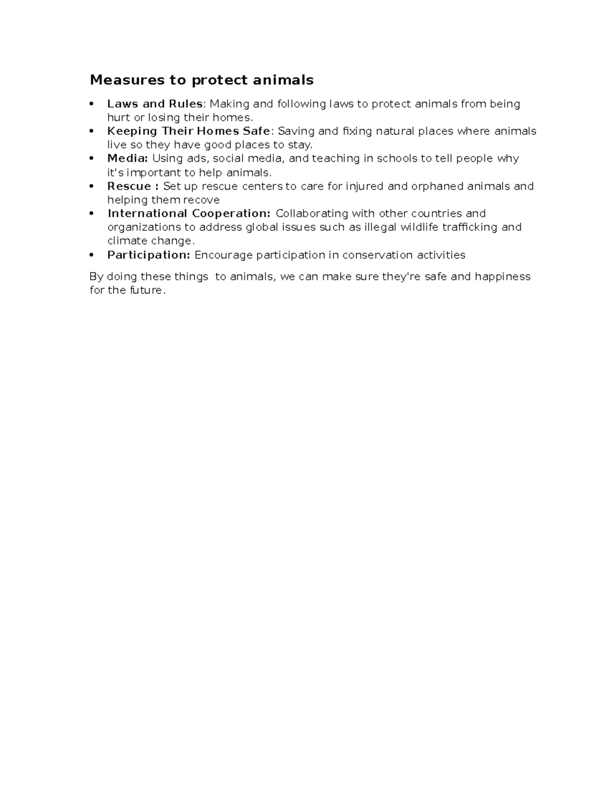 Measures to protect animals - Keeping Their Homes Safe: Saving and ...