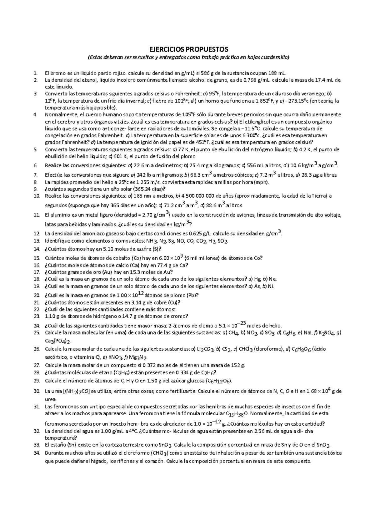 Ejercicios-ordenados Quimica - Warning: TT: undefined function: 32 EJERCICIOS PROPUESTOS (Estos ...