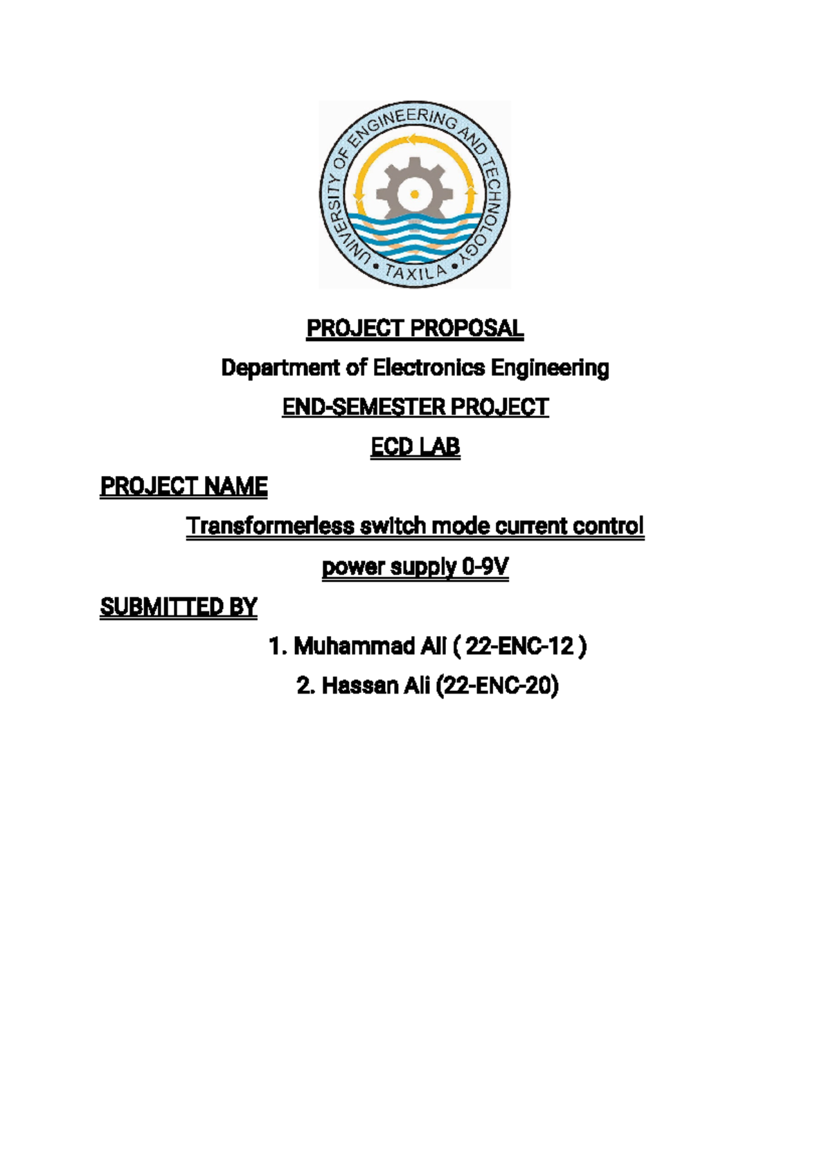 ECD Project Proposal - PROJECT PROPOSAL Department of Electronics ...