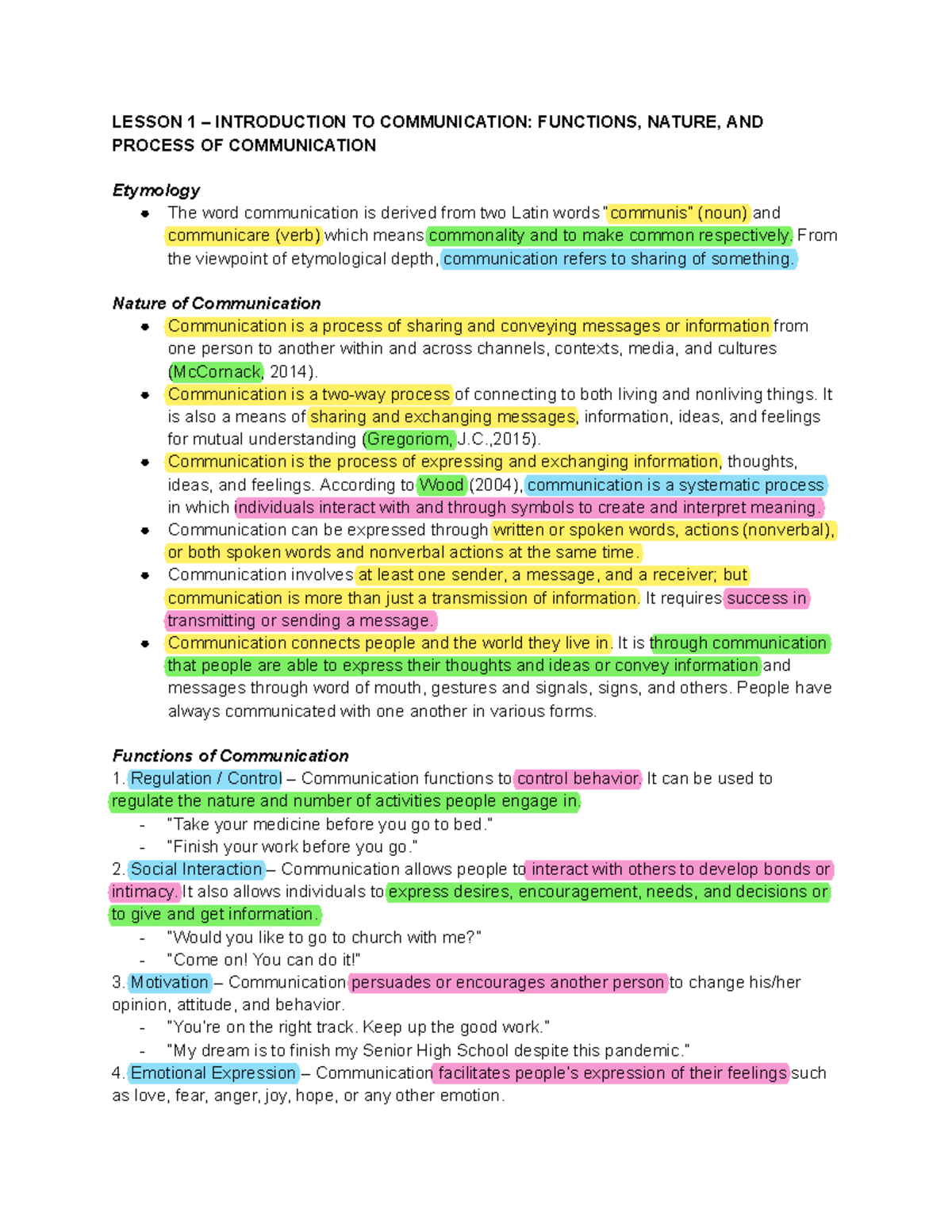 ORAL COMM L1 L3 1 - Oral Communication notes - LESSON 1 – INTRODUCTION ...