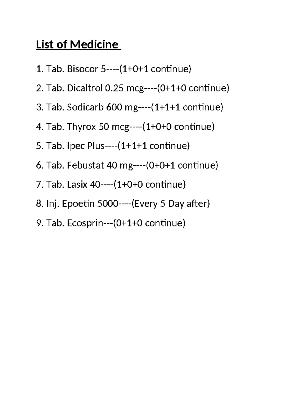 Certificate - Business Statistics 2 - List of Medicine 1. Tab. Bisocor ...