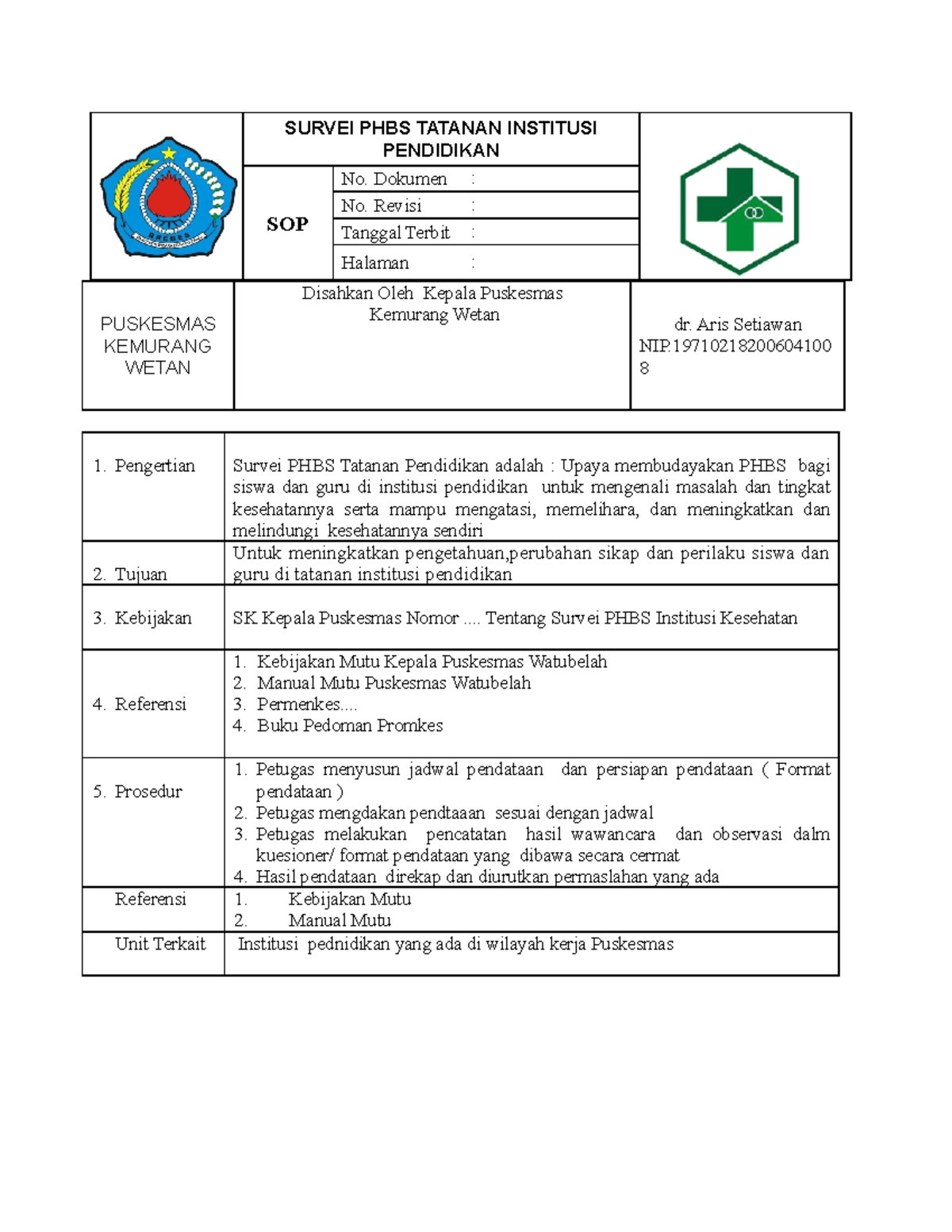 SOP Survei PHBS Tatanan Pendidikan - SURVEI PHBS TATANAN INSTITUSI ...