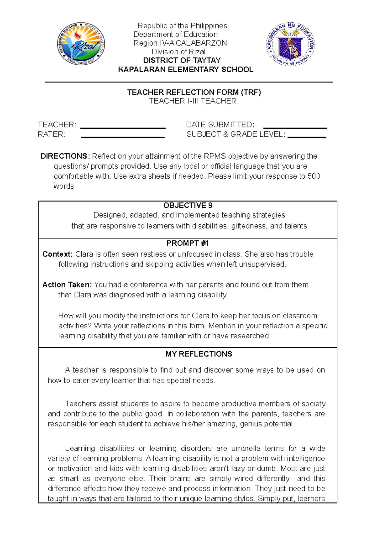 TRF-for-C - It is a must - Republic of the Philippines Department of ...