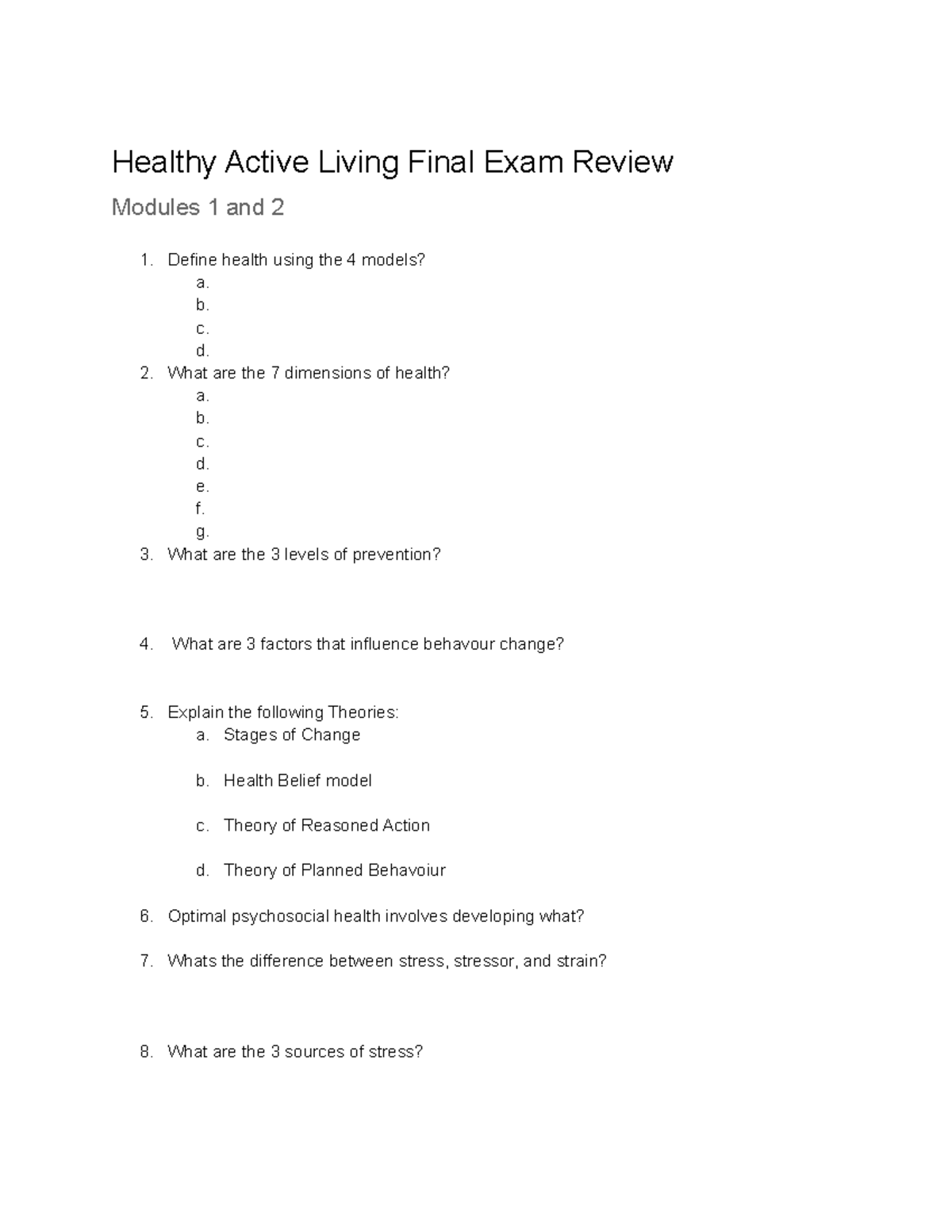 HAL modules 1 and 2-2 - modlues 1 and 2 practice questions - Healthy ...