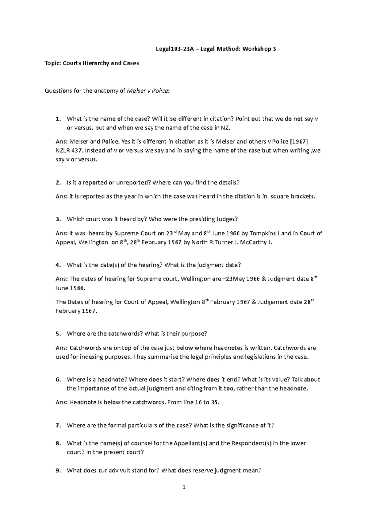 Workshop 3 2023 on Cases - Legal103-23A – Legal Method: Workshop 3 ...