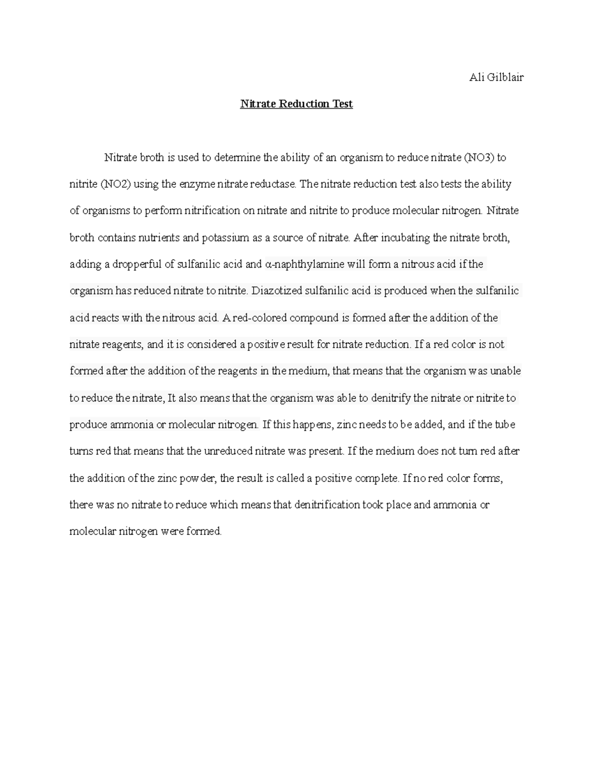Nitrate Reduction Test - Ali Gilblair Nitrate Reduction Test Nitrate ...