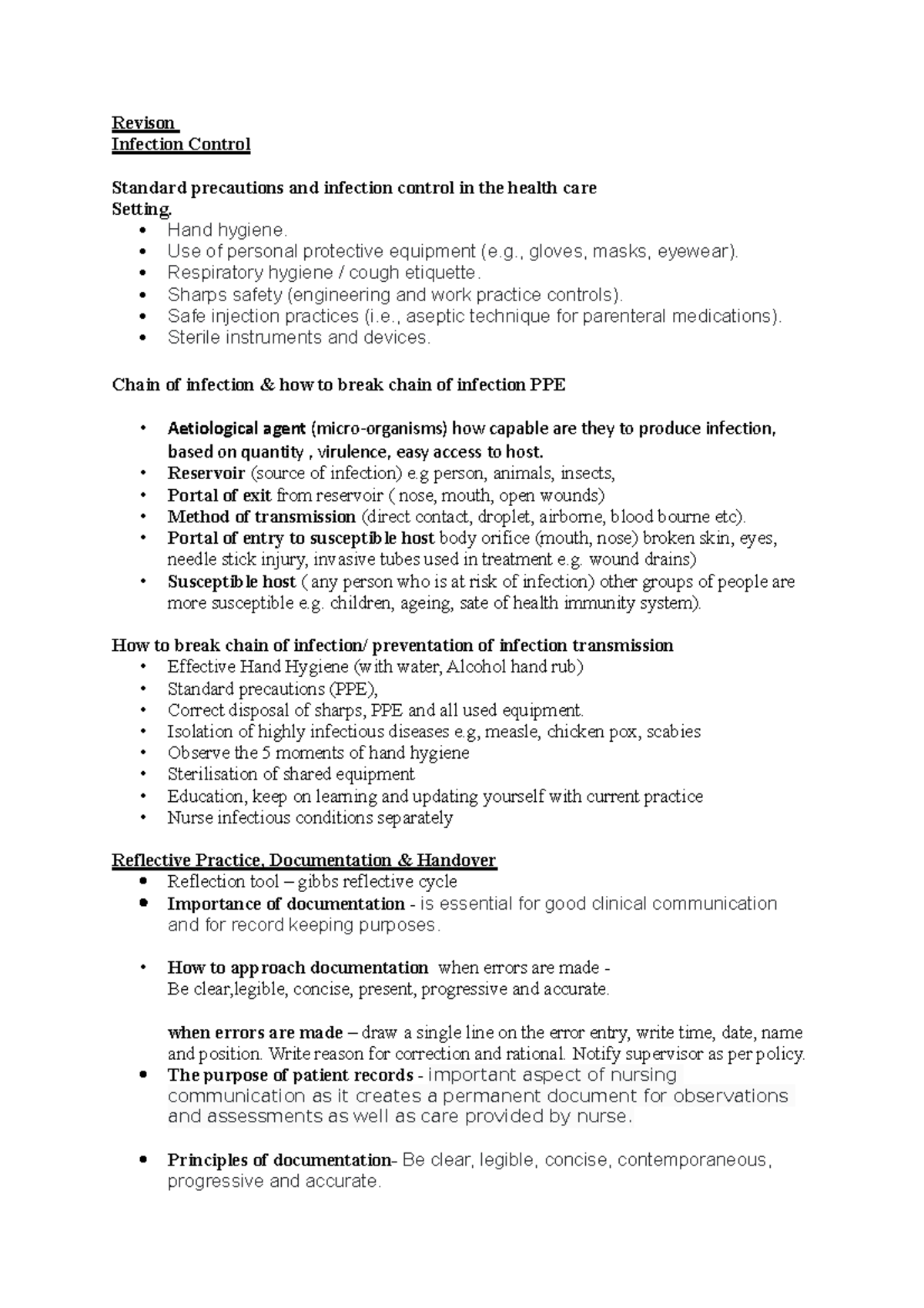 Nursing Practice Revision - Revison Infection Control Standard ...