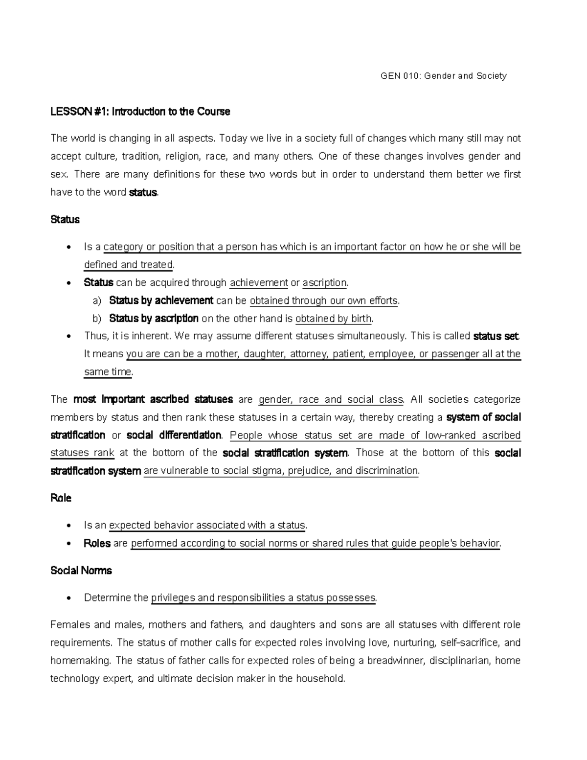 Lesson 1 - Lecture notes 1 - LESSON #1: Introduction to the Course The ...