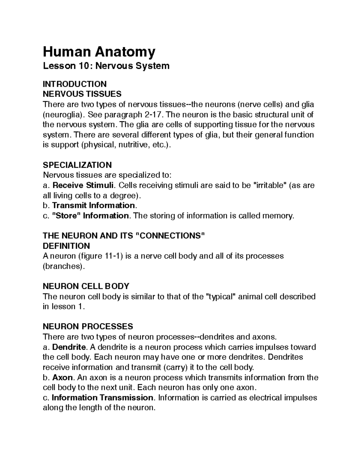 Anat 10 - nervous system anatomy class notes - Human Anatomy Lesson 10 ...