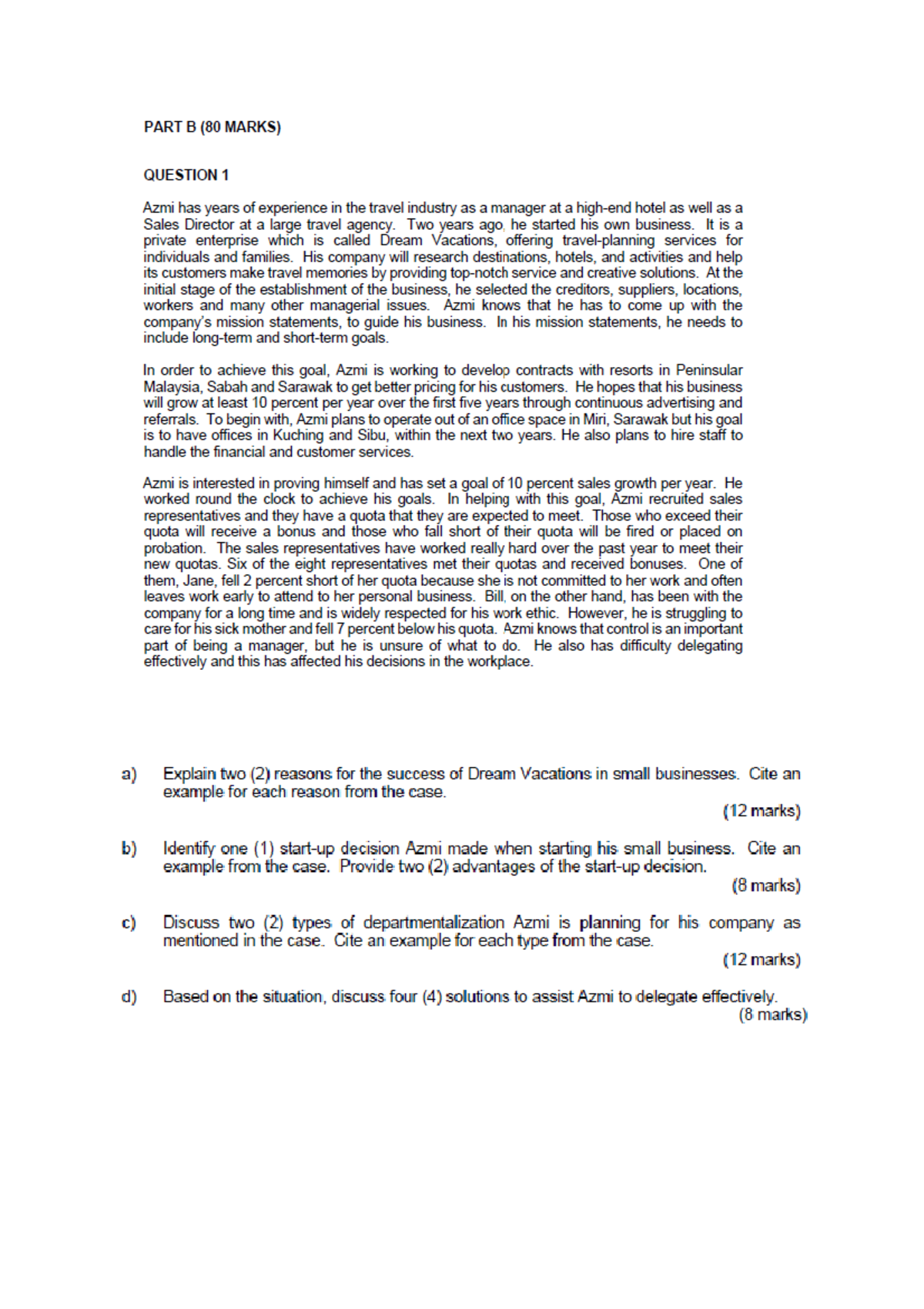 Revision Sample OF TEST - Fundamental of business - UiTM - Studocu