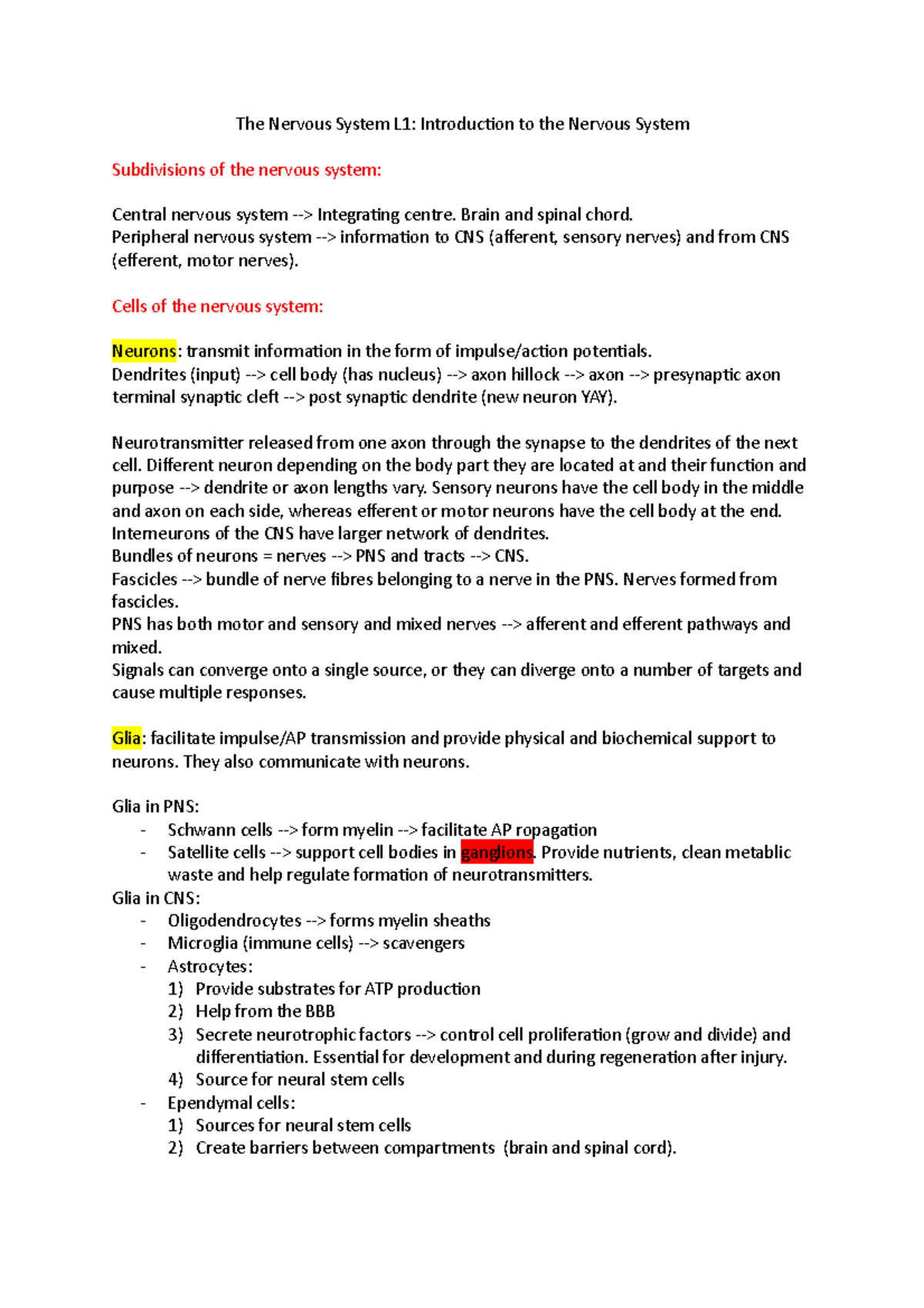 Nervous system L1 copy - The Nervous System L1: Introduction to the ...