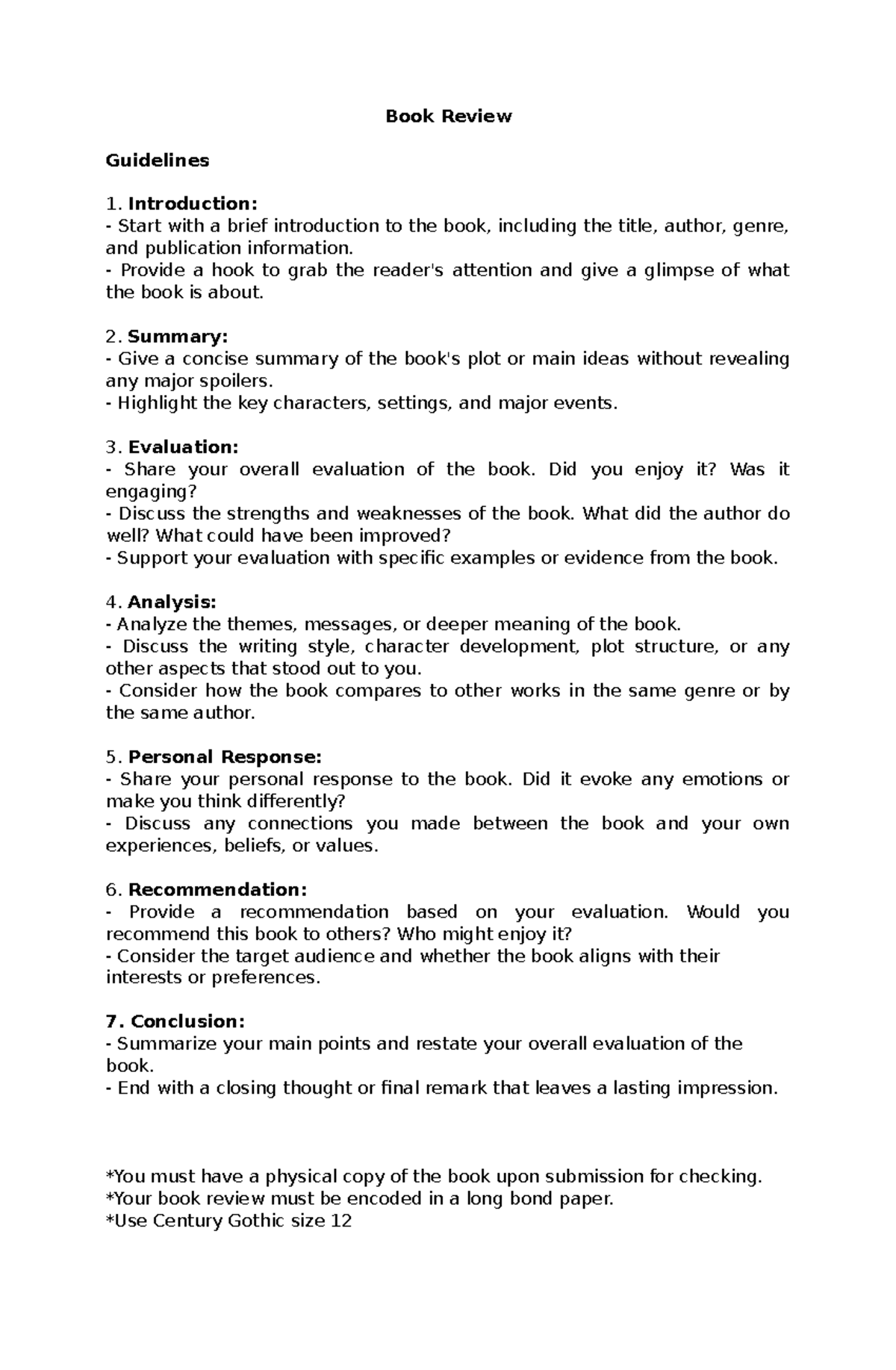 Book-Review - aaa - Book Review Guidelines Introduction: Start with a ...