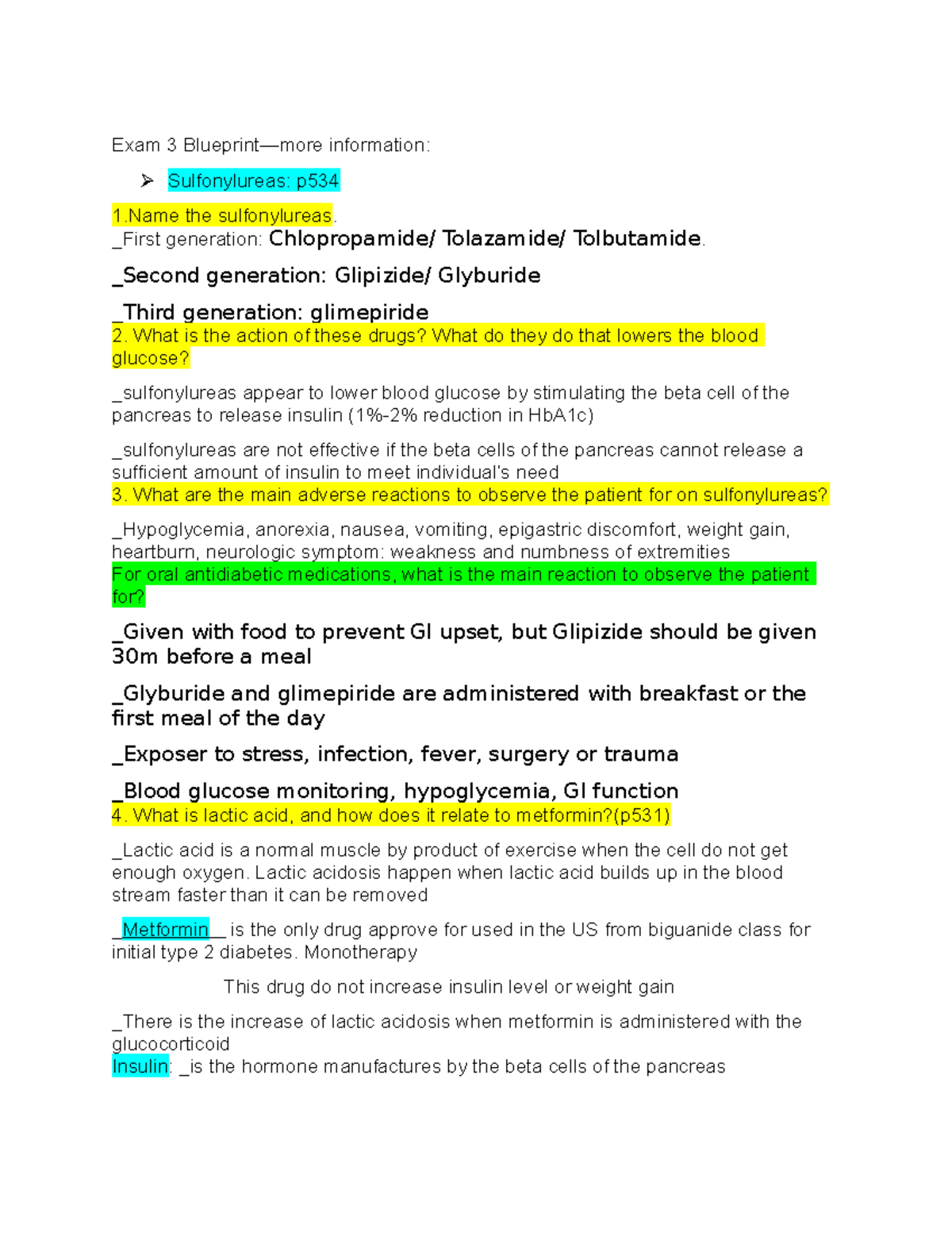 1227 exam 3 - this is the blue print for exam 3 lvn pharmacology - Exam ...