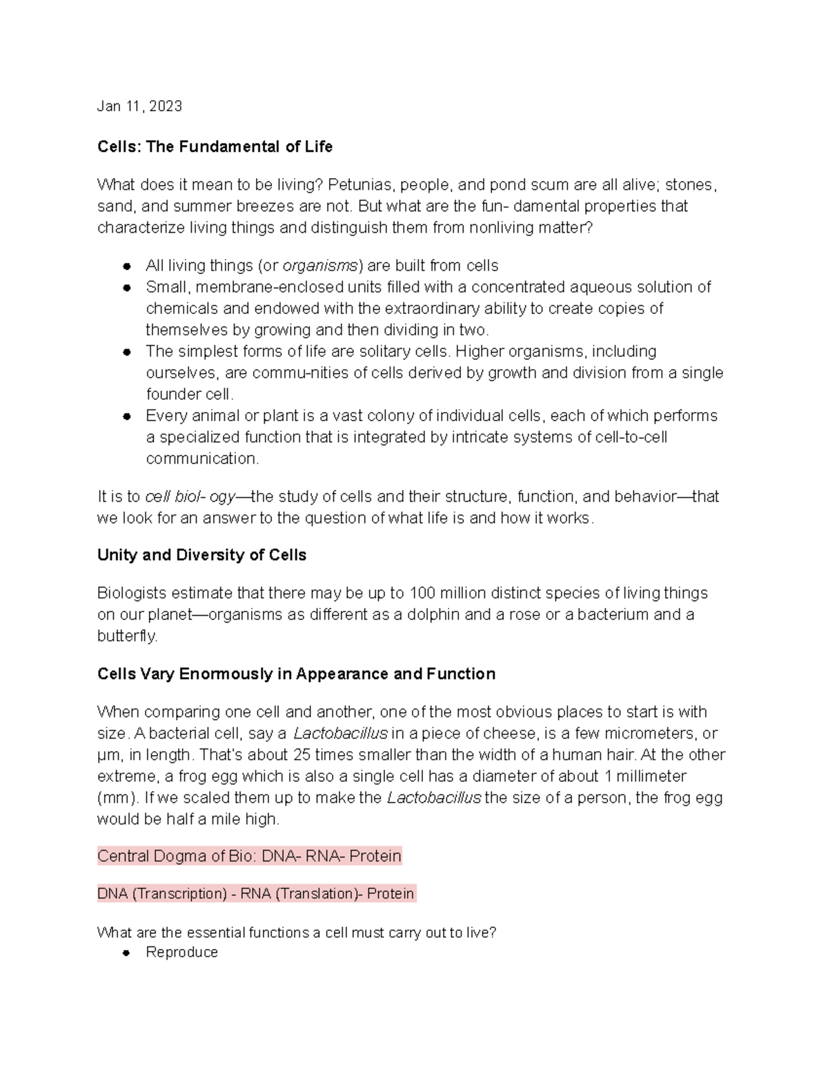 Cell: the Foundation of Life, Chemical Component of the Cell, and ...