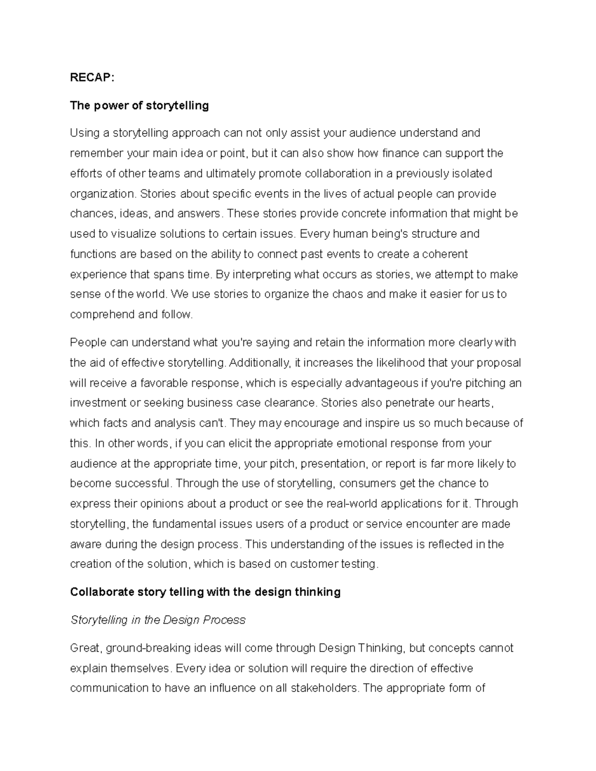 Combine story telling and design thinking - RECAP: The power of ...