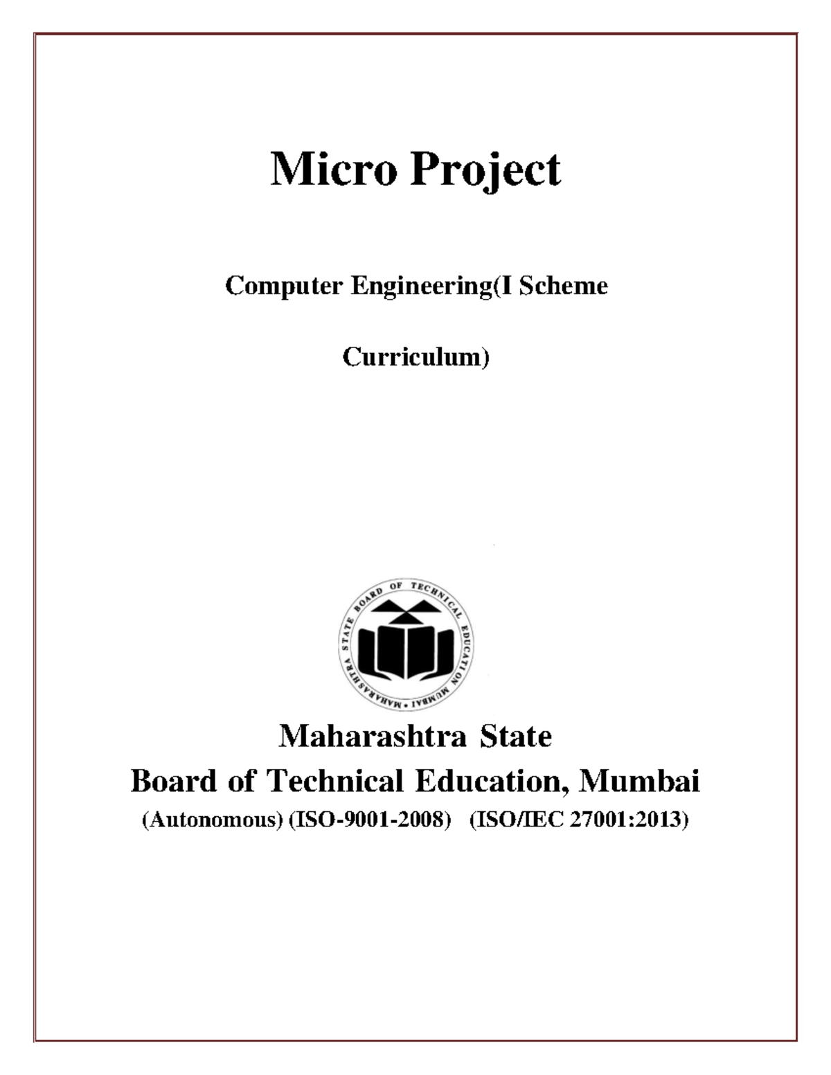 DCC Micro Project - Micro Project Computer Engineering(I Scheme Curriculum) Maharashtra State ...