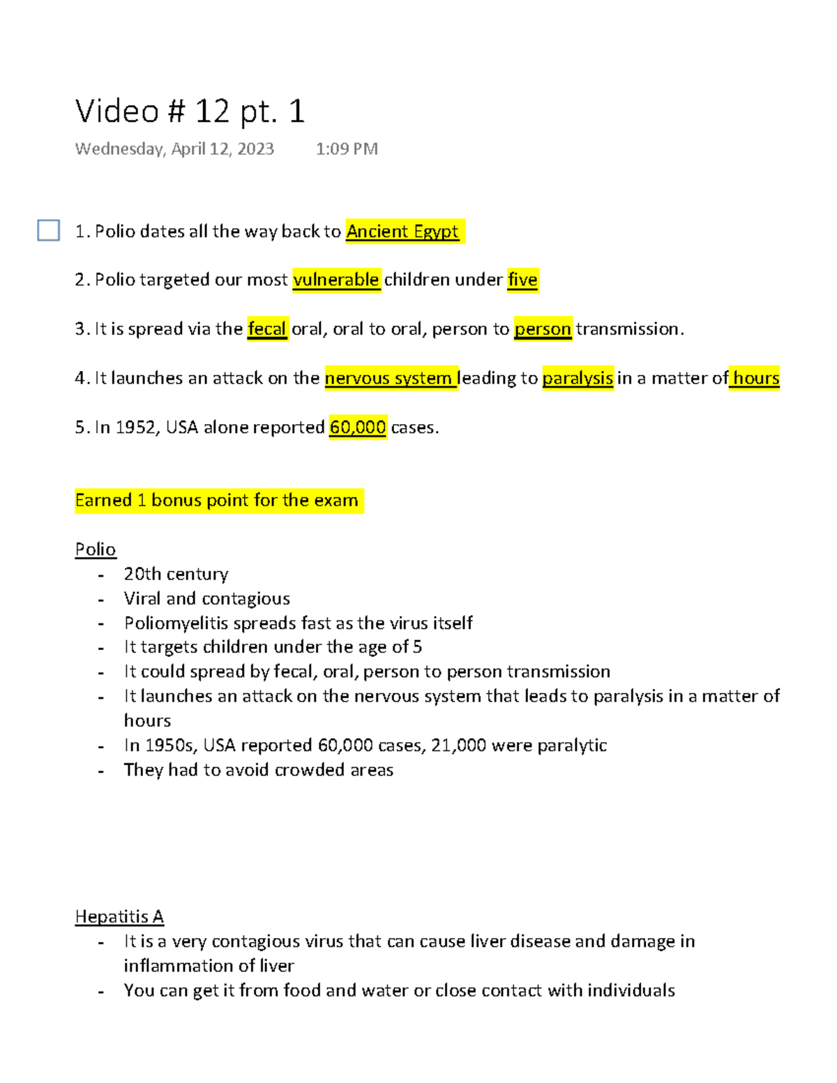 Video 12 pt. 1 - Jehi - Polio dates all the way back to Ancient Egypt ...