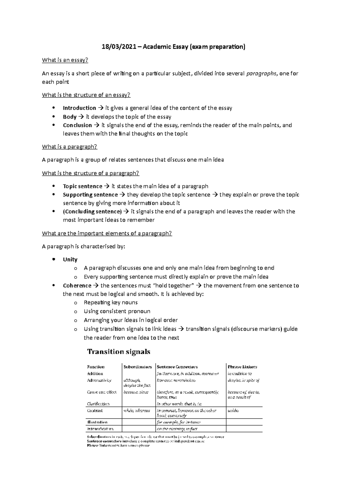 Modulo inglese 4 - Lecture notes 4 - 18/03/2021 – Academic Essay (exam ...