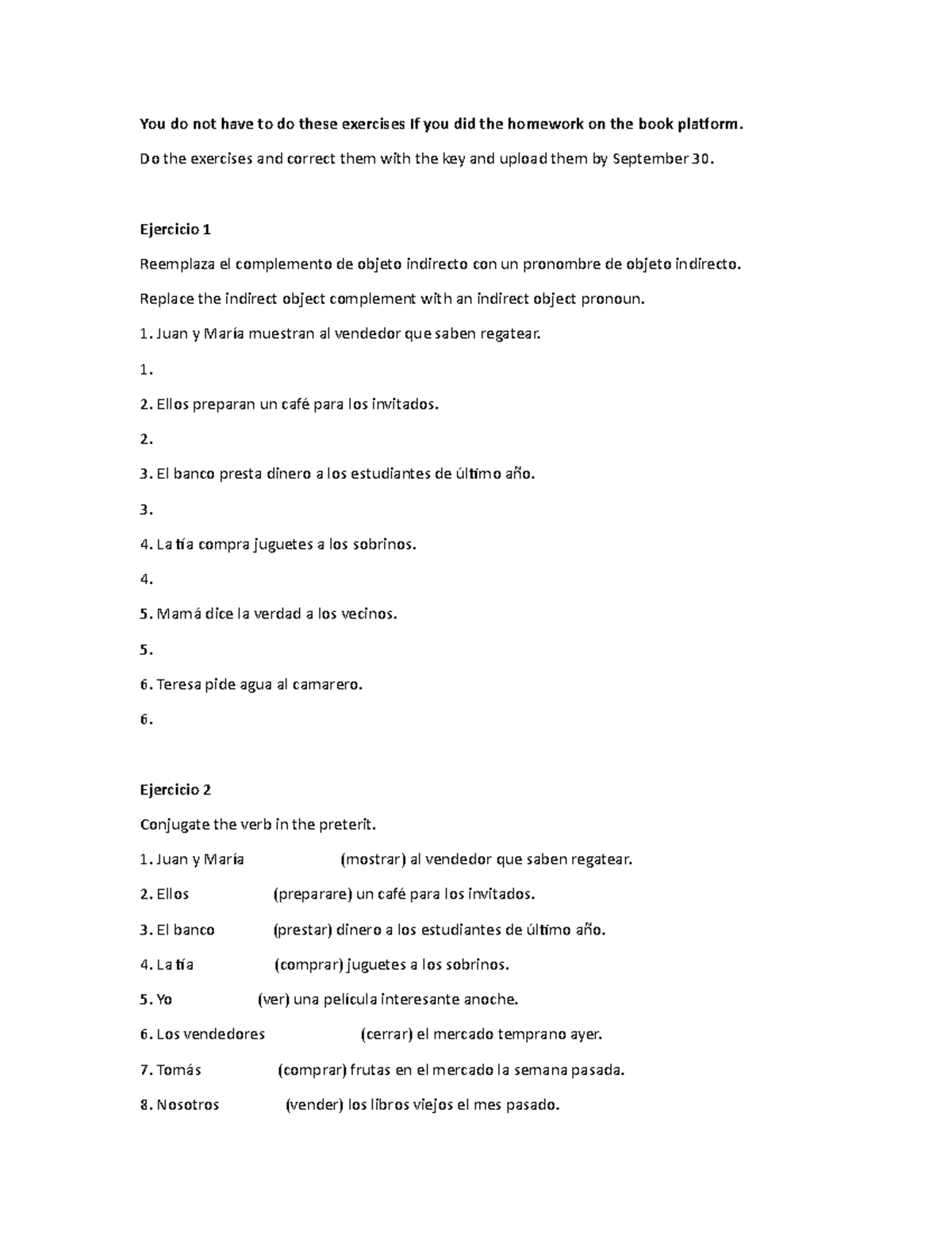 Lesson 6 homework - You do not have to do these exercises If you did ...