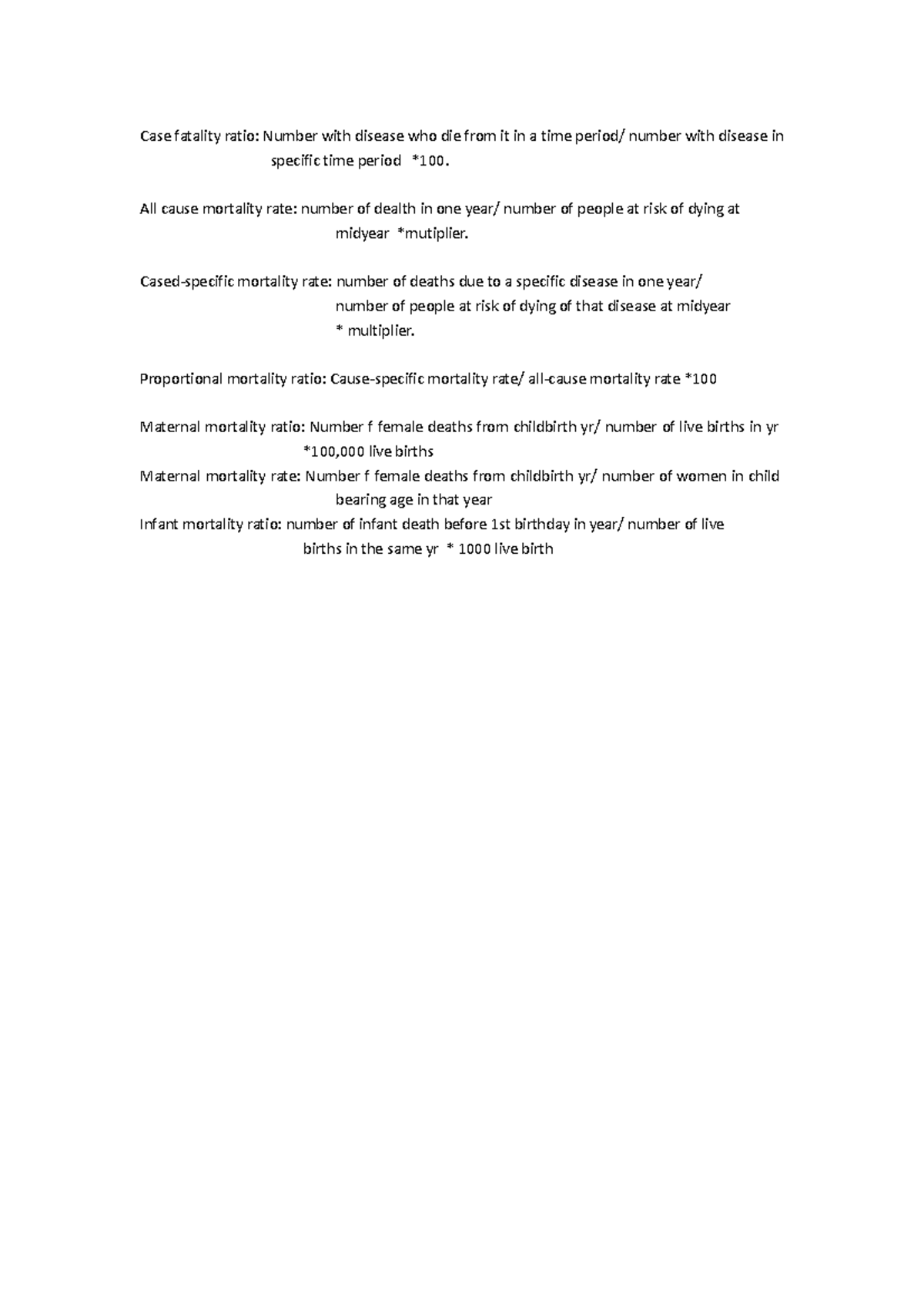 Epidimiology formula - Case fatality ratio: Number with disease who die ...