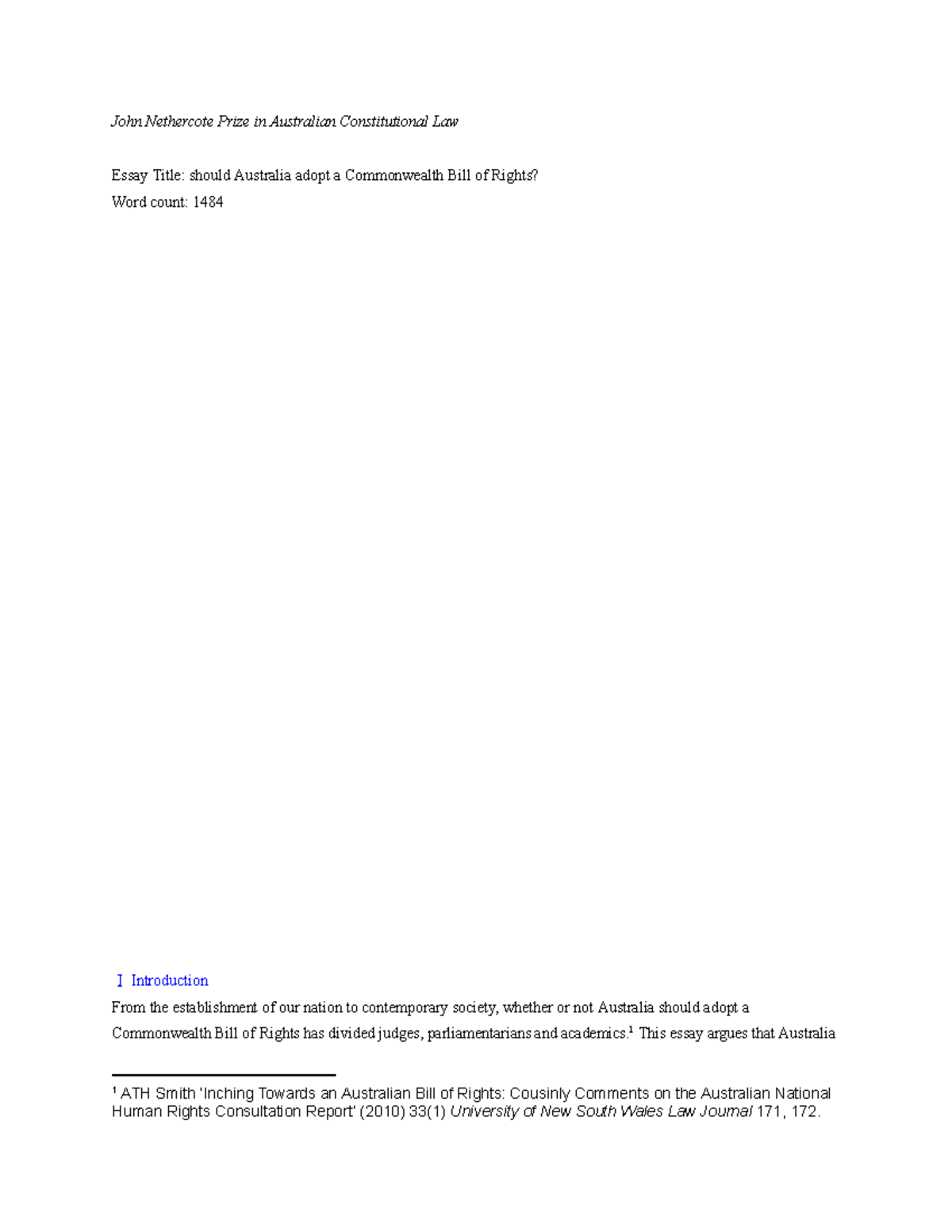 Essay - John Nethercote Prize in Australian Constitutional Law Essay ...