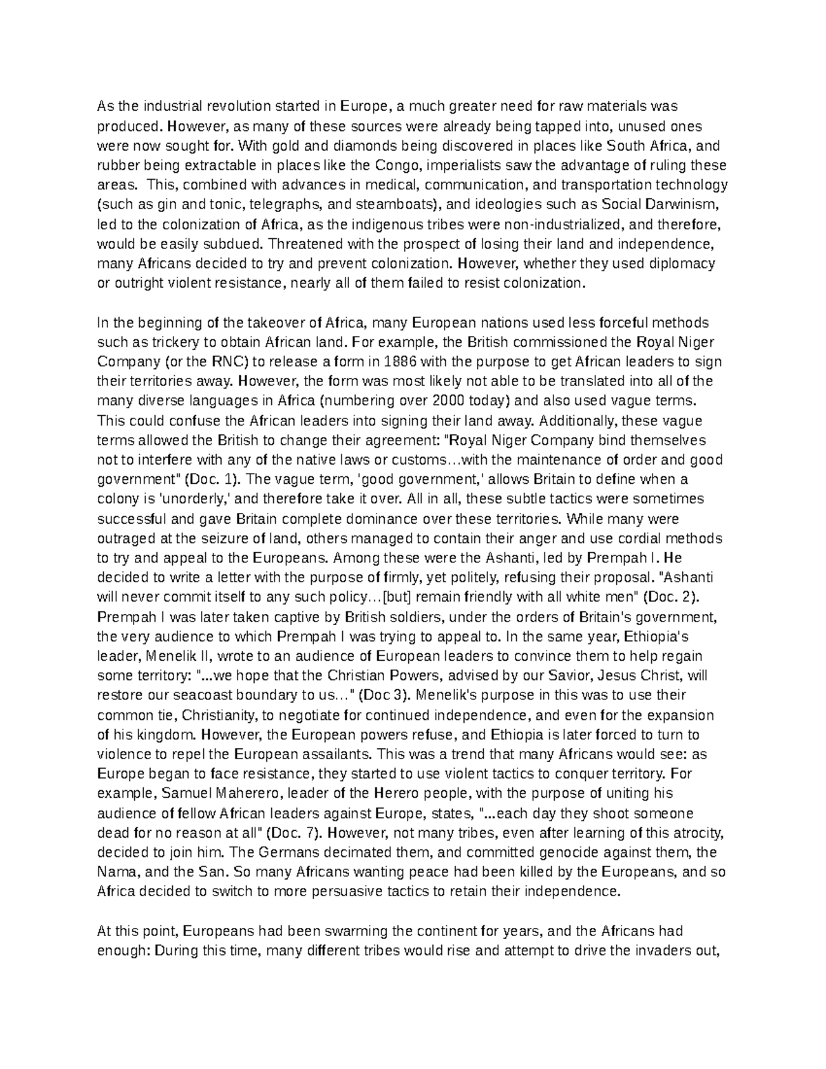 DBQ Essay #4 - Google Docs - As the industrial revolution started in ...