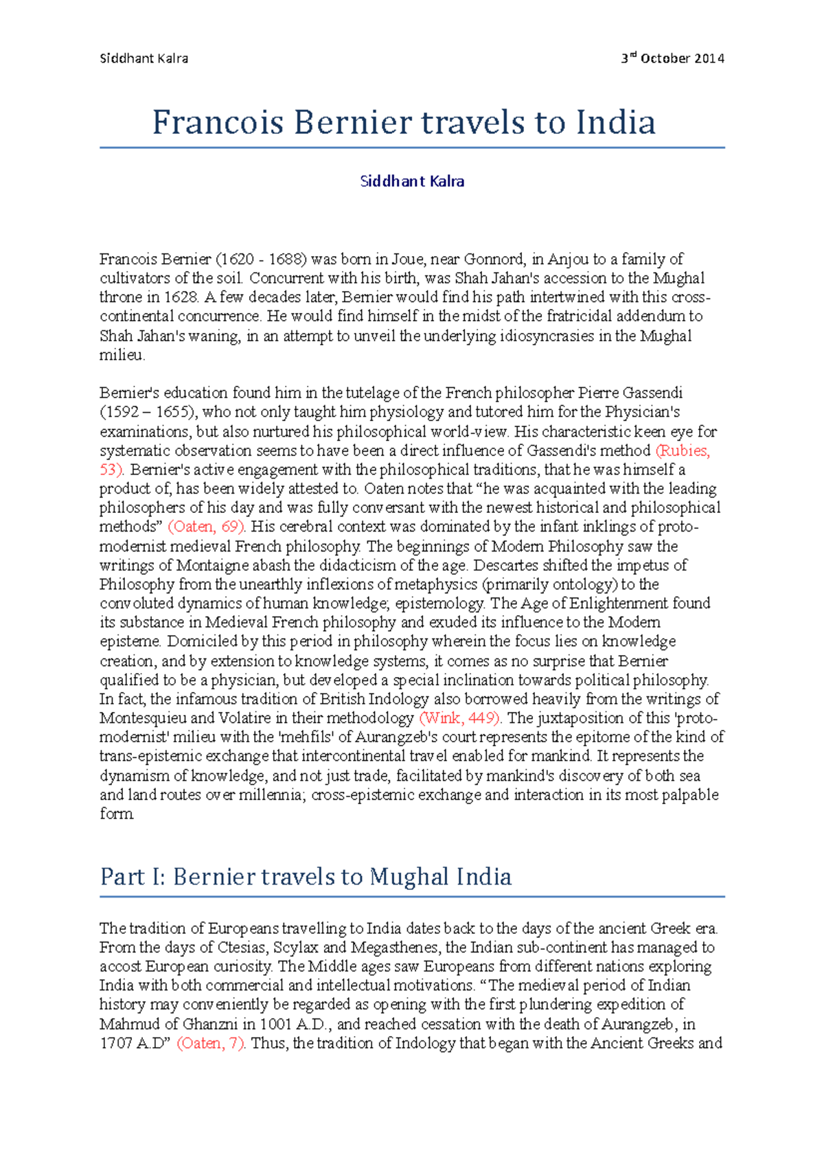 Bernier Travels to India - Francois Bernier travels to India Siddhant ...