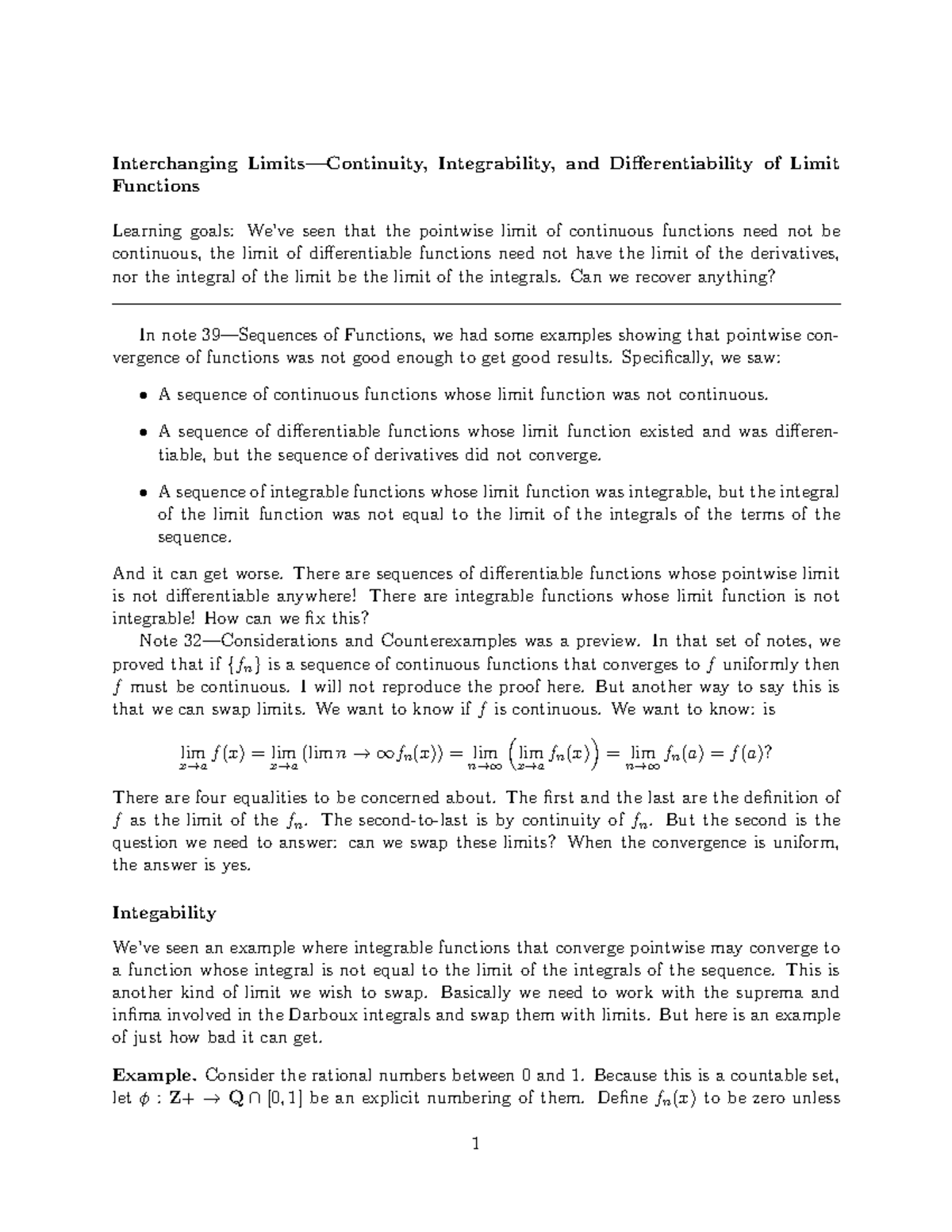 41 Interchanging Limits - Interchanging Limits—Continuity ...