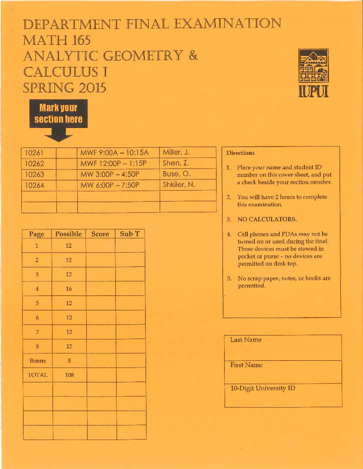 Spring 2015 165 Final - MATH16500 - Studocu