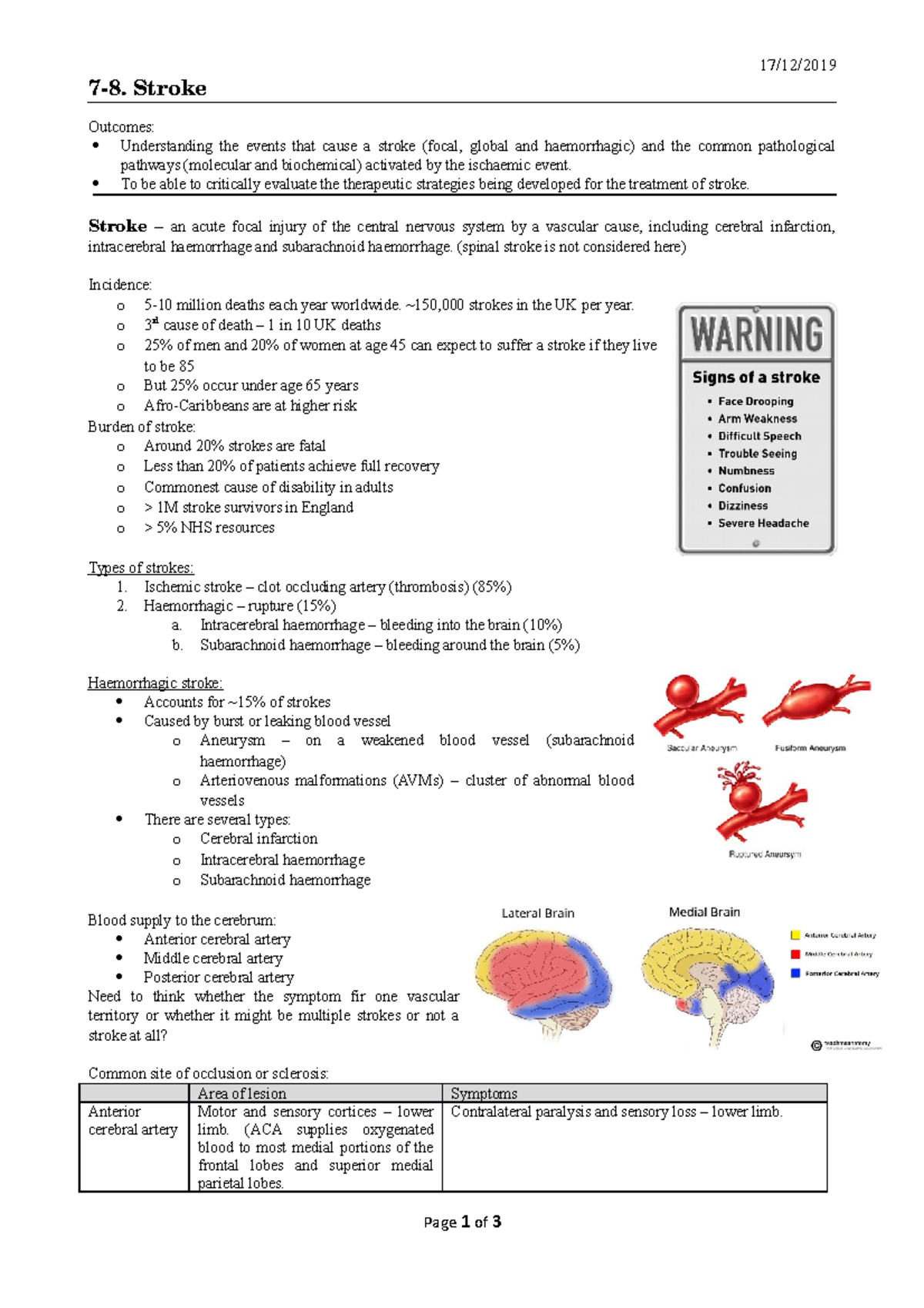 7-8. Stroke - Lecturer is Prof. Elek Molnár - 17/12/ 7-8. Stroke ...