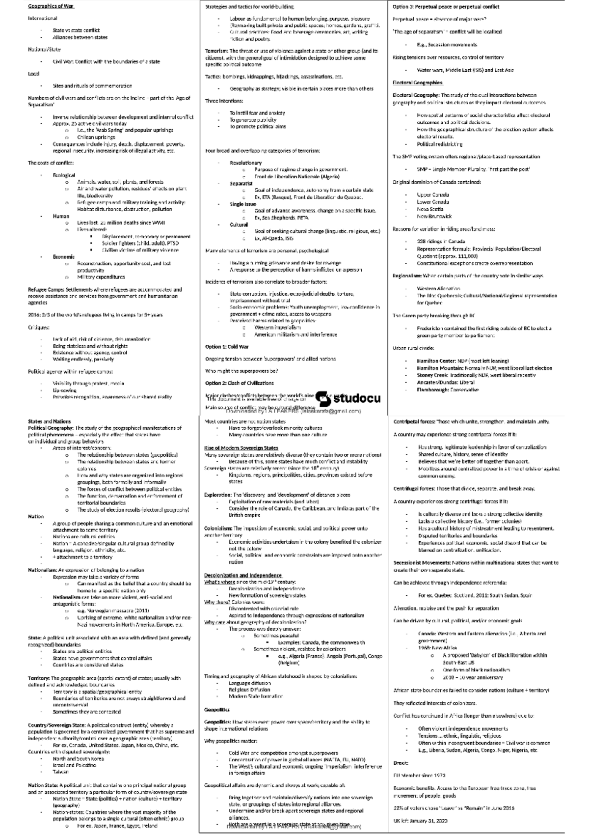 CRIB SHEET - FINAL - ENVSOCTY 1HA3 - Studocu