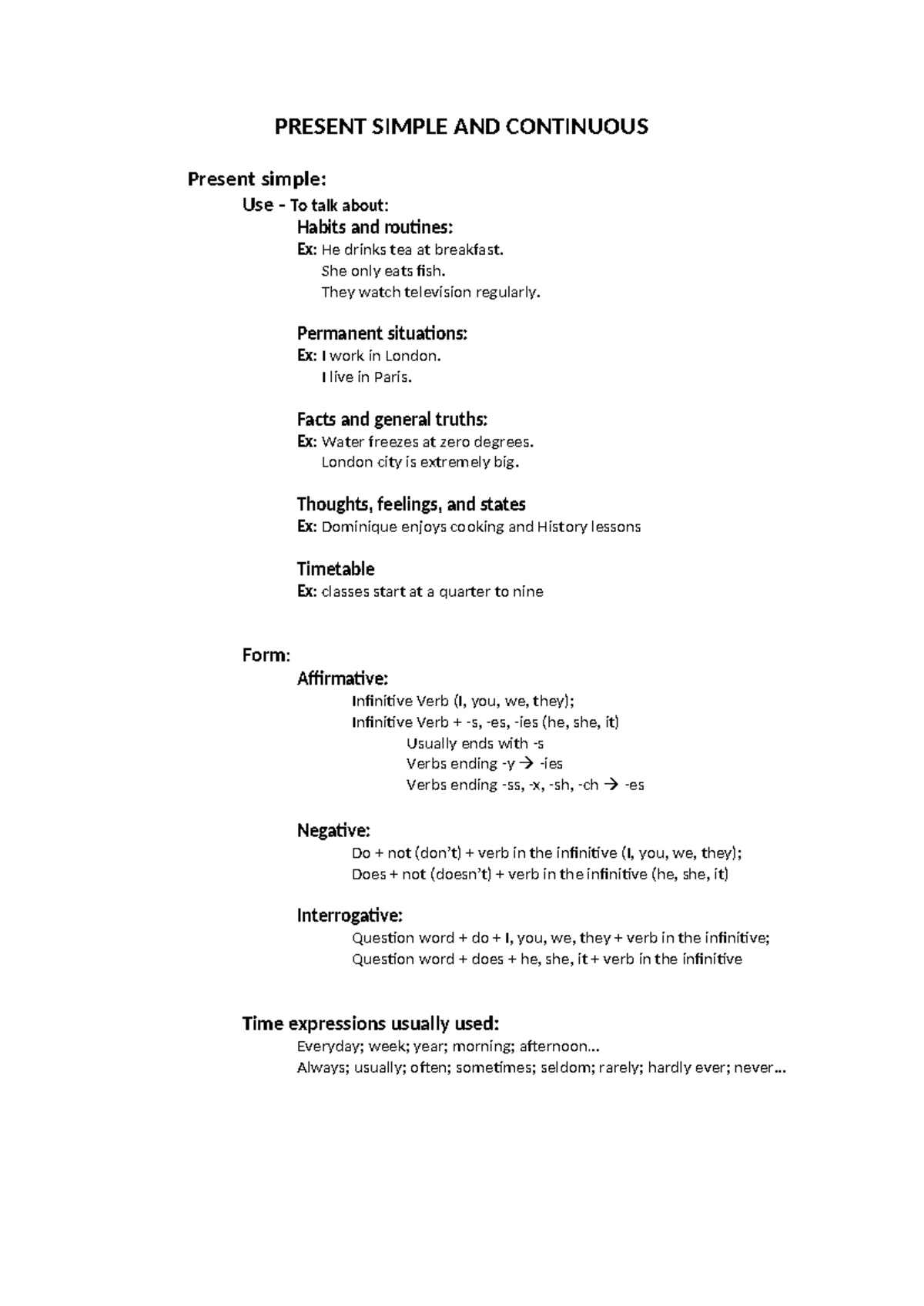 Present Simple and Continuous - PRESENT SIMPLE AND CONTINUOUS Present ...