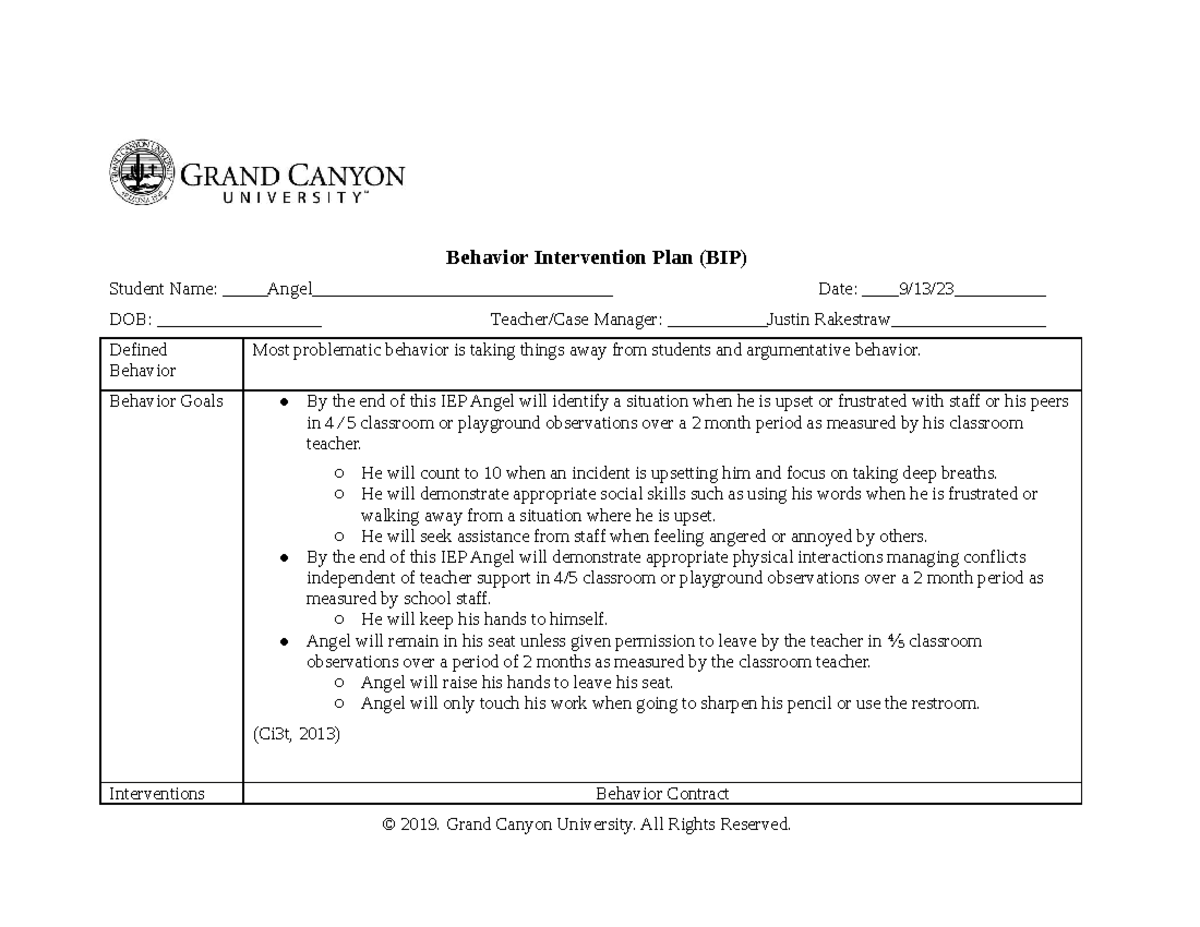 SPD-540-RS-Behavior-Intervention-Plan-BIP (6) - Behavior Intervention Plan (BIP) Student Name ...