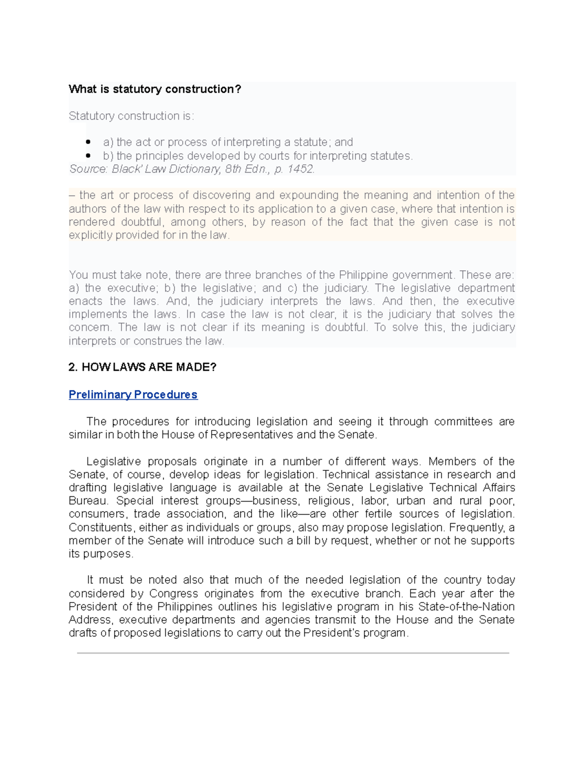 STAT CON Assignment - N/A - What is statutory construction? Statutory ...