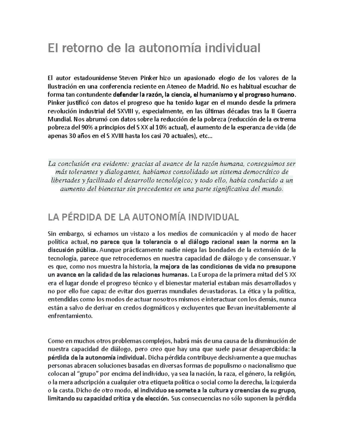El retorno de la autonomía individual - El retorno de la autonomÌa ...