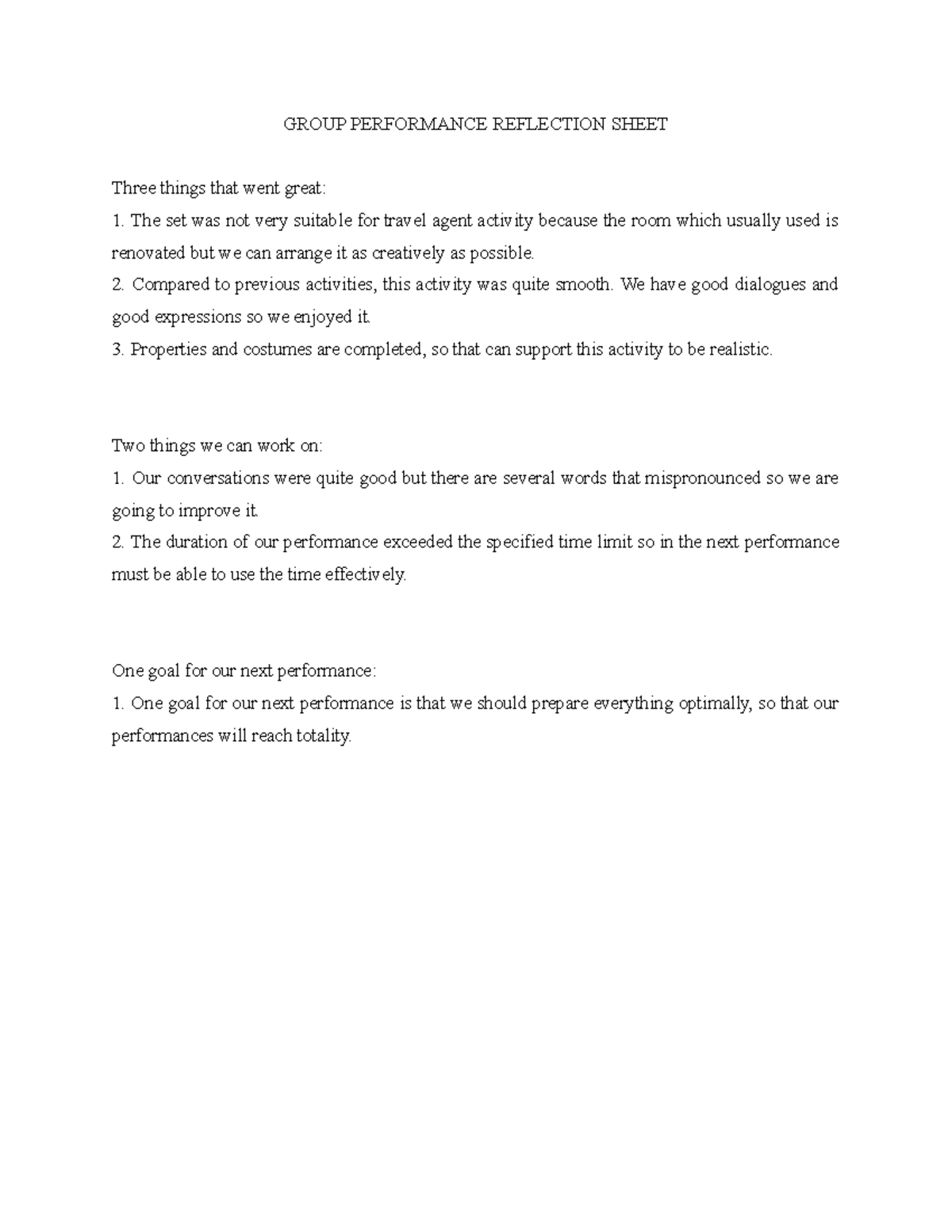 PSL Reflection - Professional Speaking and Listening Course - GROUP ...