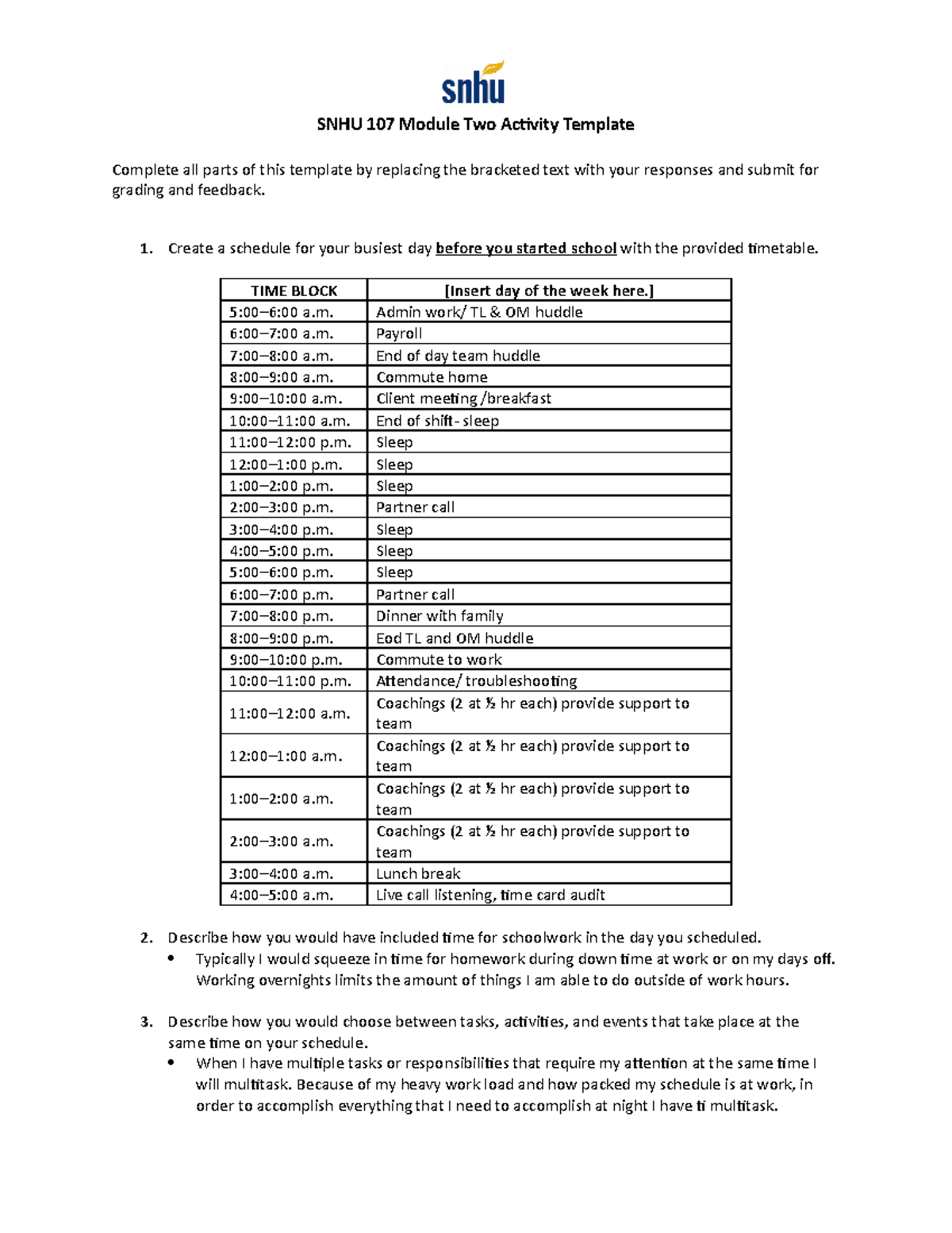 SNHU 107 Module Two Activity Template copy - SNHU 107 Module Two Activity Template Complete all ...