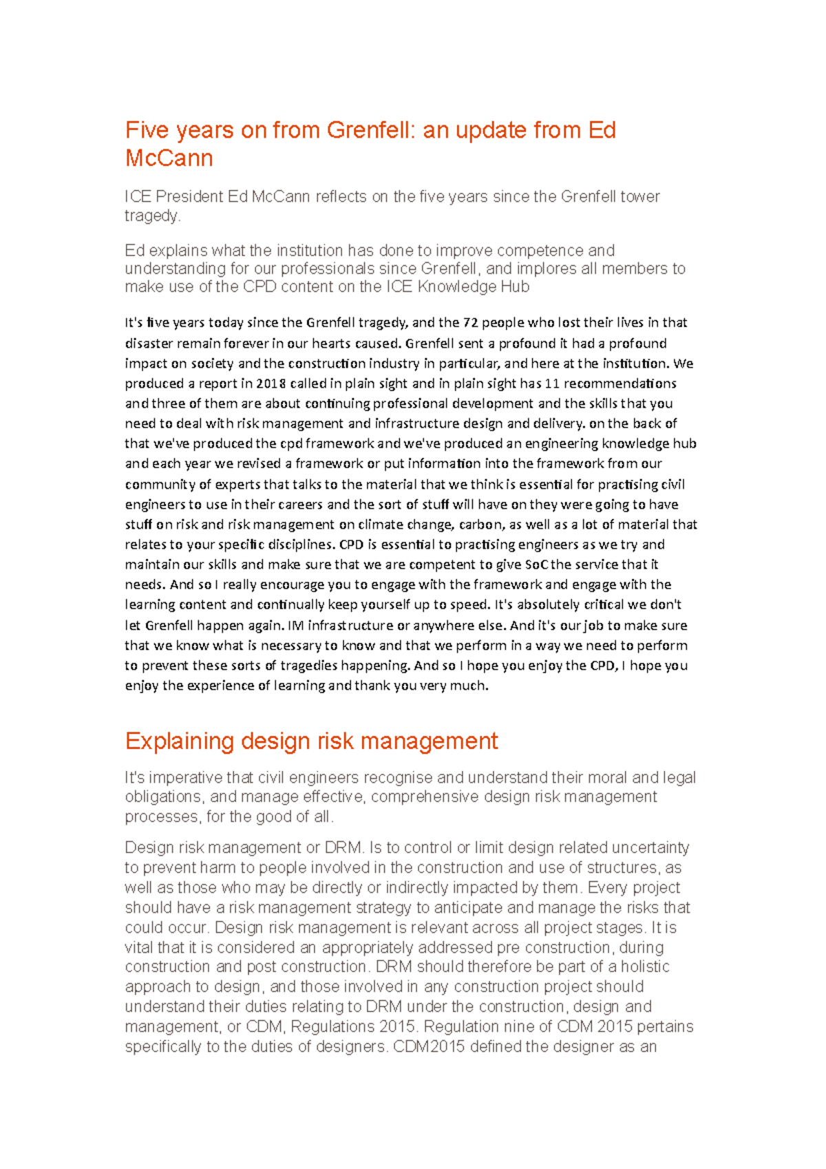 ICE Knowledge Hub - Five years on from Grenfell: an update from Ed ...